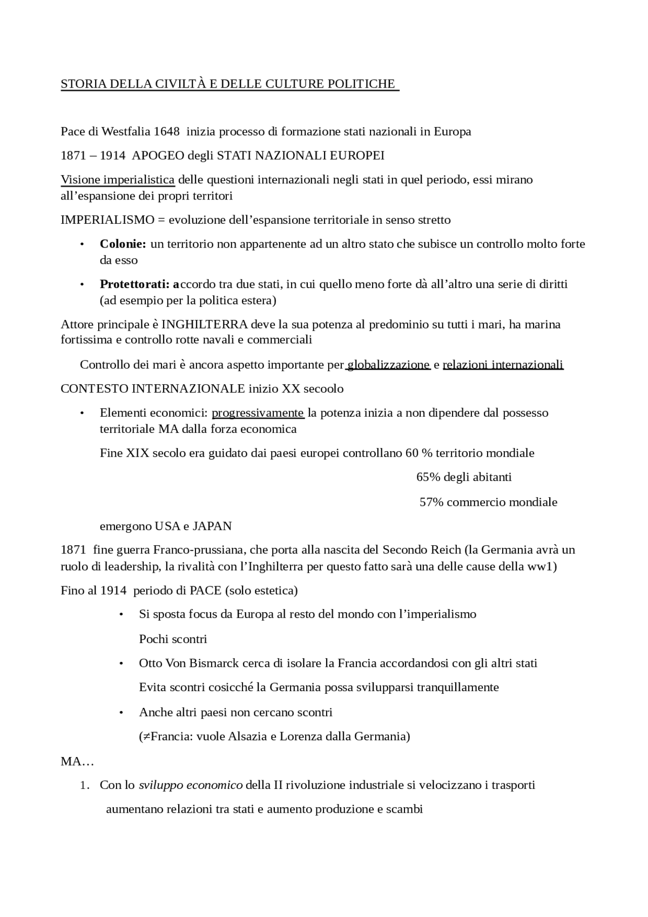 Storia Internazionale Docsity