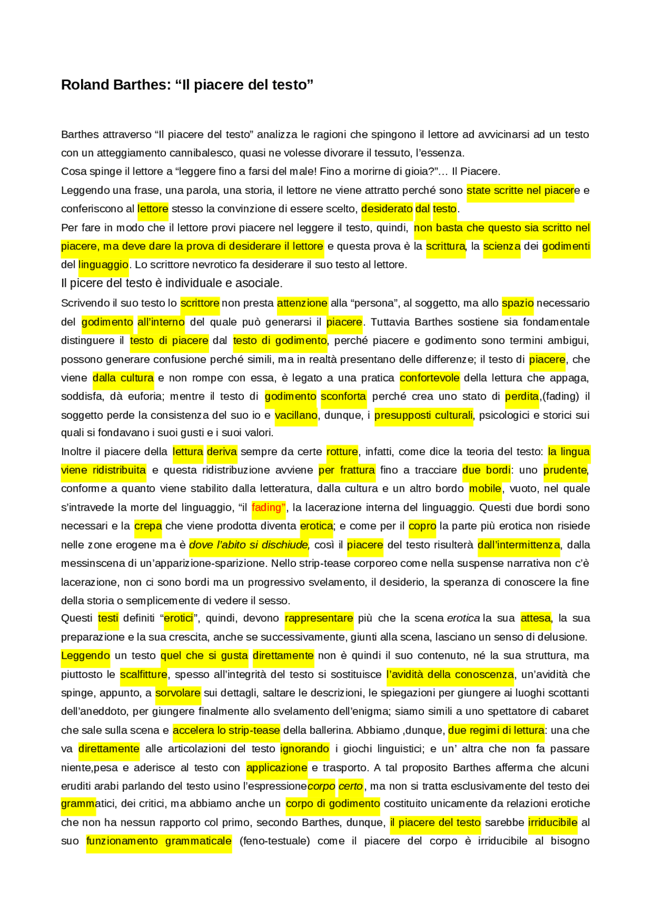 Il Piacere Del Testo Docsity