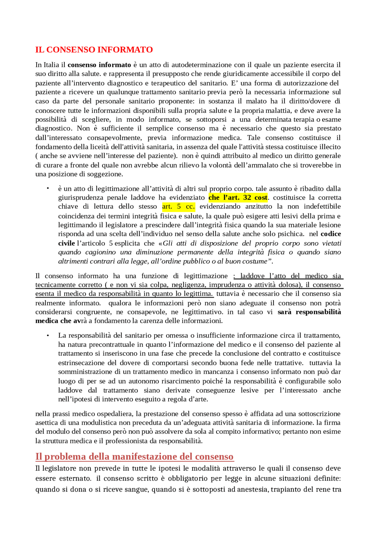 Consenso Informato Dat Docsity