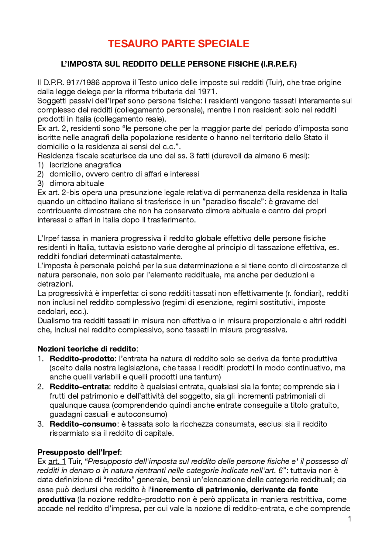 Tesauro Parte Speciale Docsity