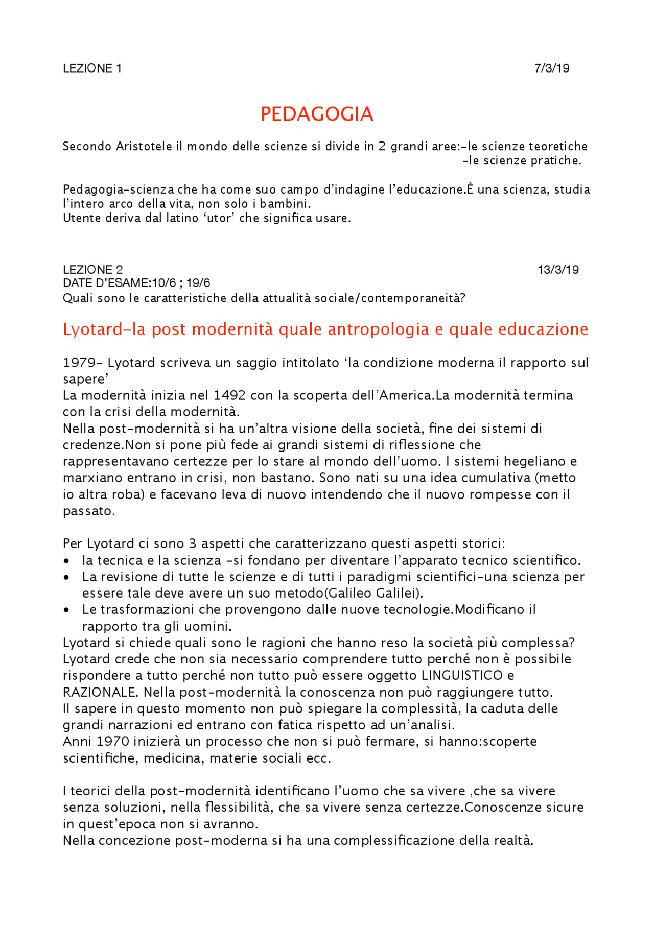 Pedagogia Generale E Sociale Appunti Di Pedagogia Docsity