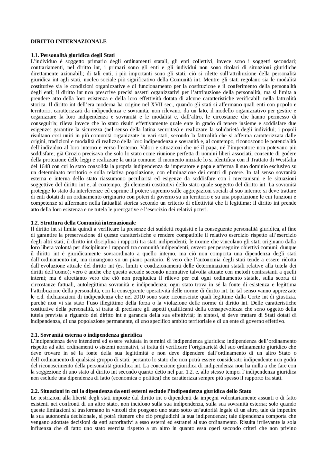 Esame Di Diritto Internazionale Appunti Personali Docsity