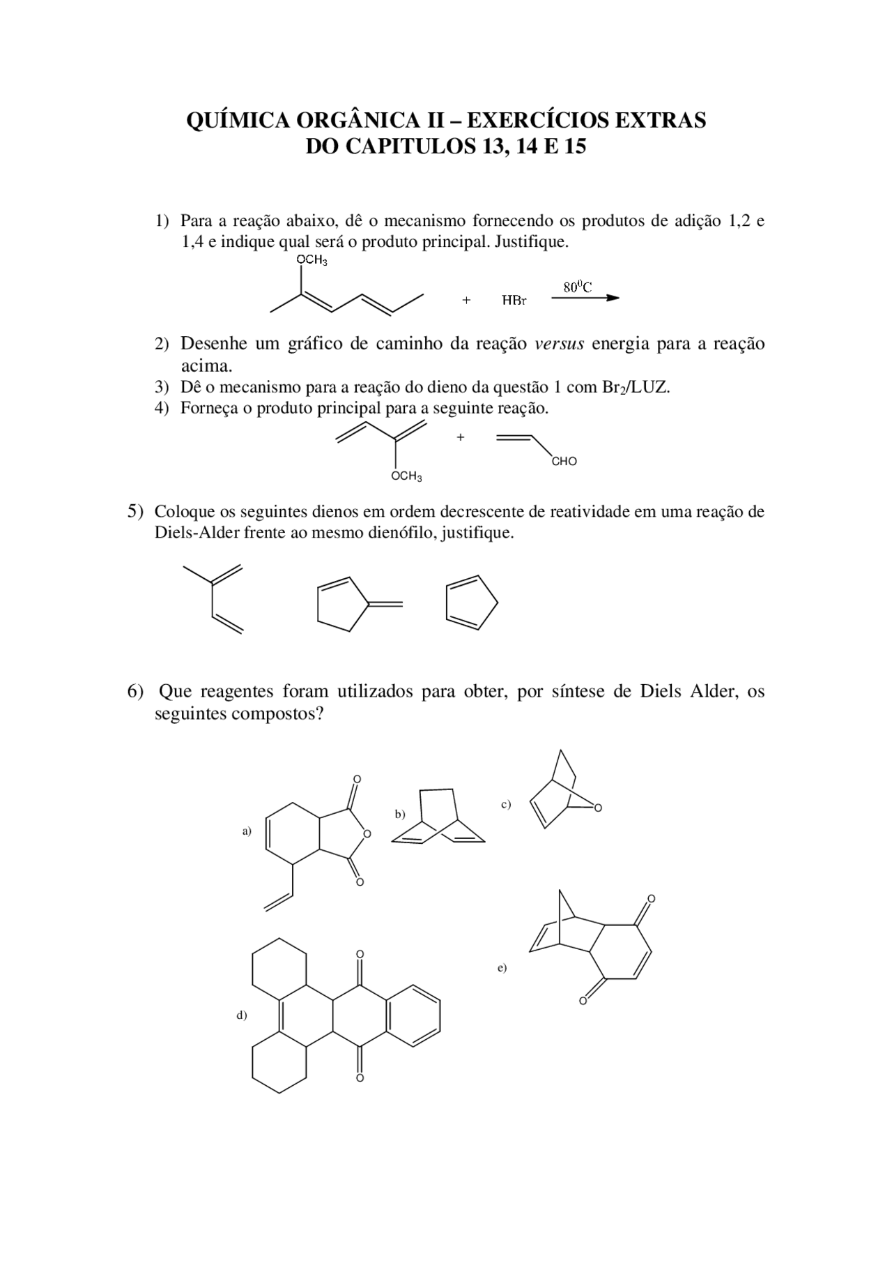 Exercícios Química Orgânica Ii Docsity