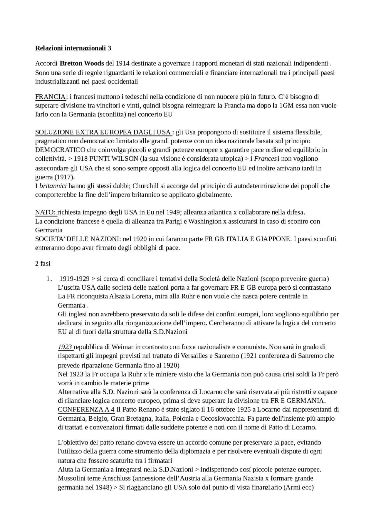 Riassunto Storia Delle Relazioni Internazionali Capitolo 3 Docsity