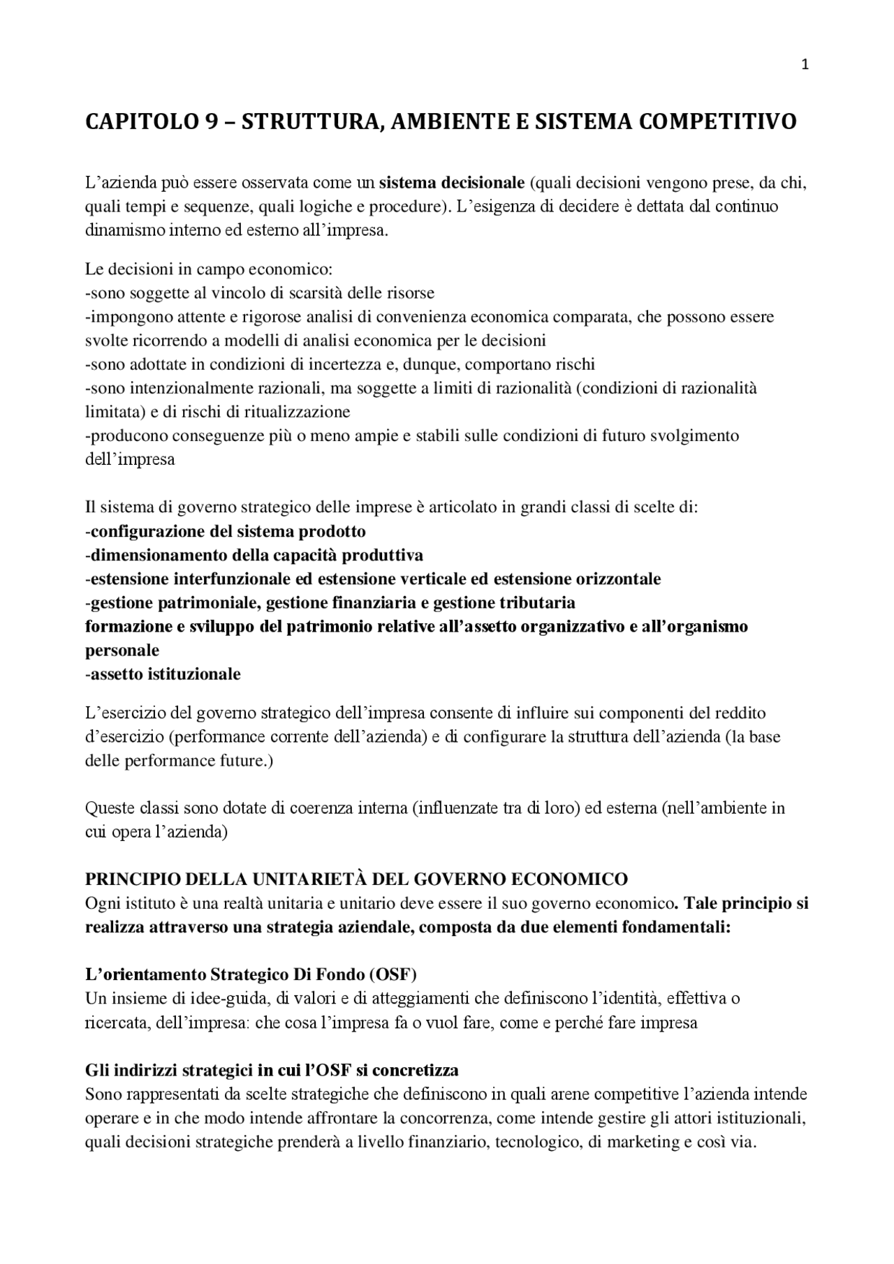 Struttura, ambiente e sistema competitivo - Docsity