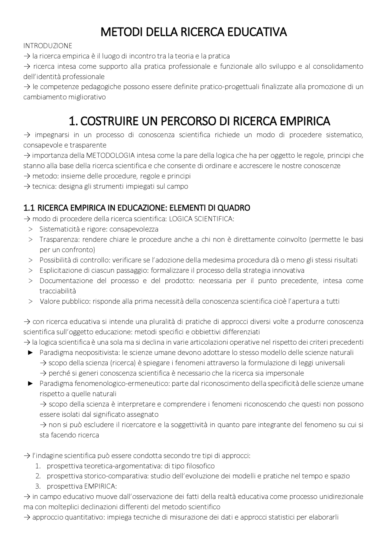 Metodi Della Ricerca Educativa Docsity