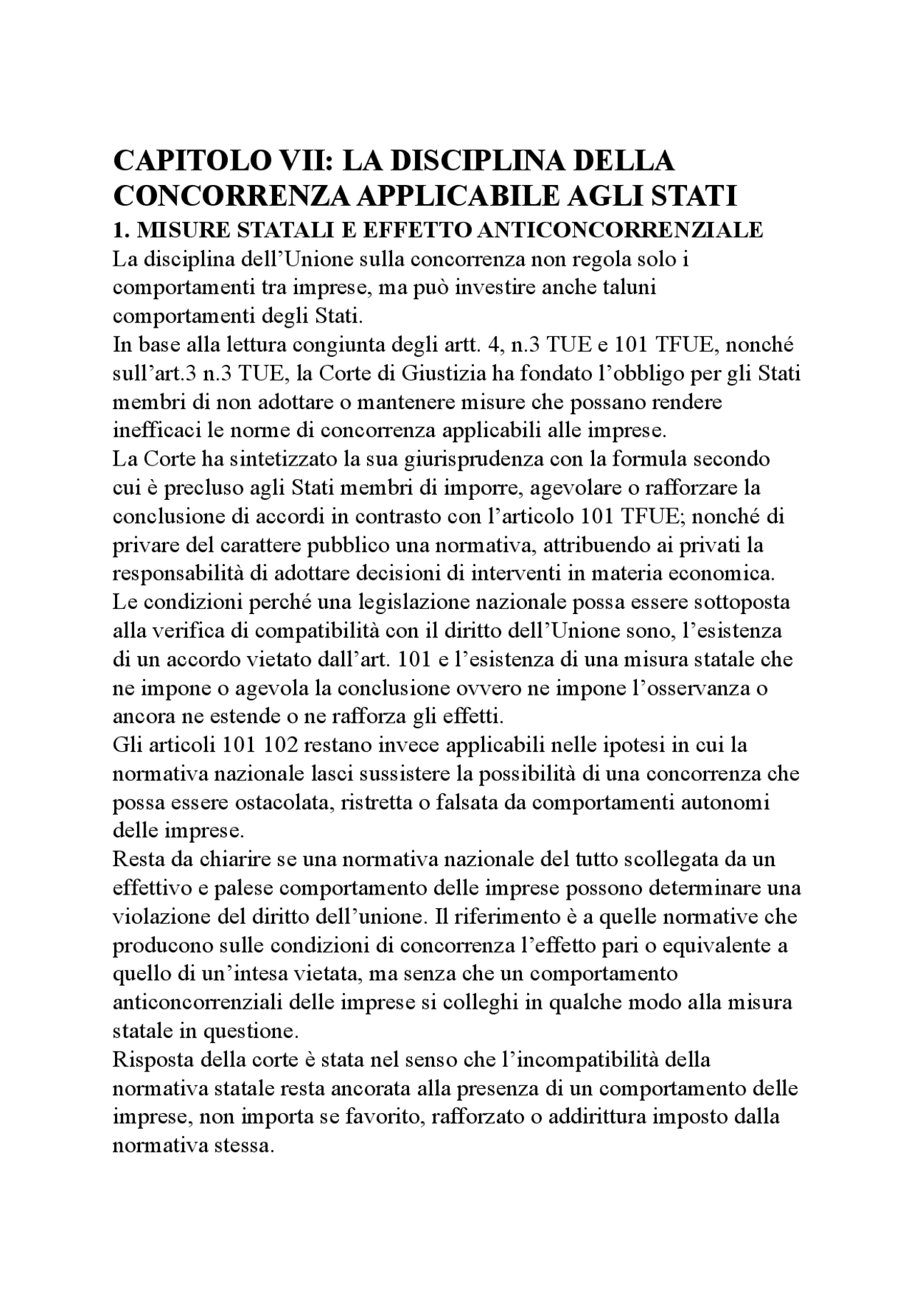 La disciplina della concorrenza - Docsity