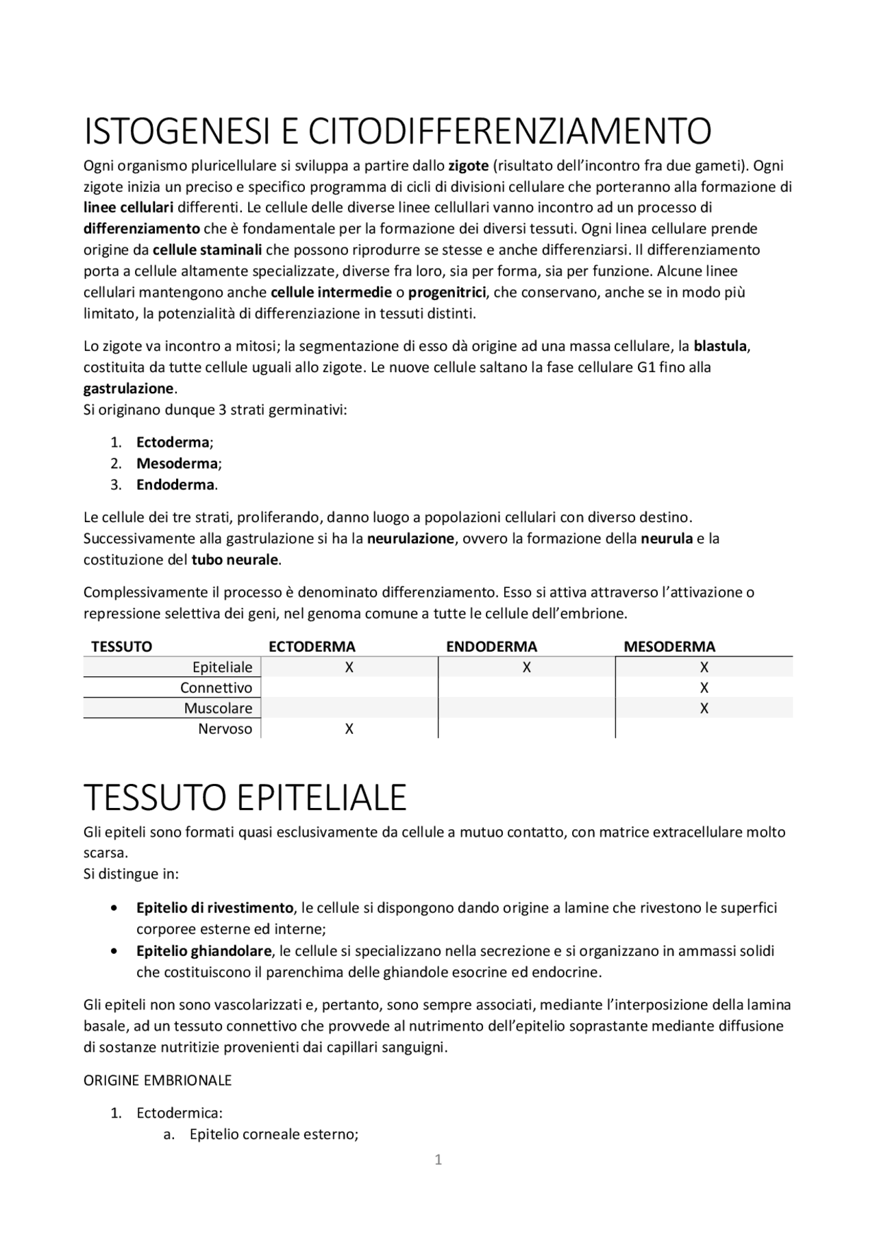 Riassunto Di Istologia Docsity