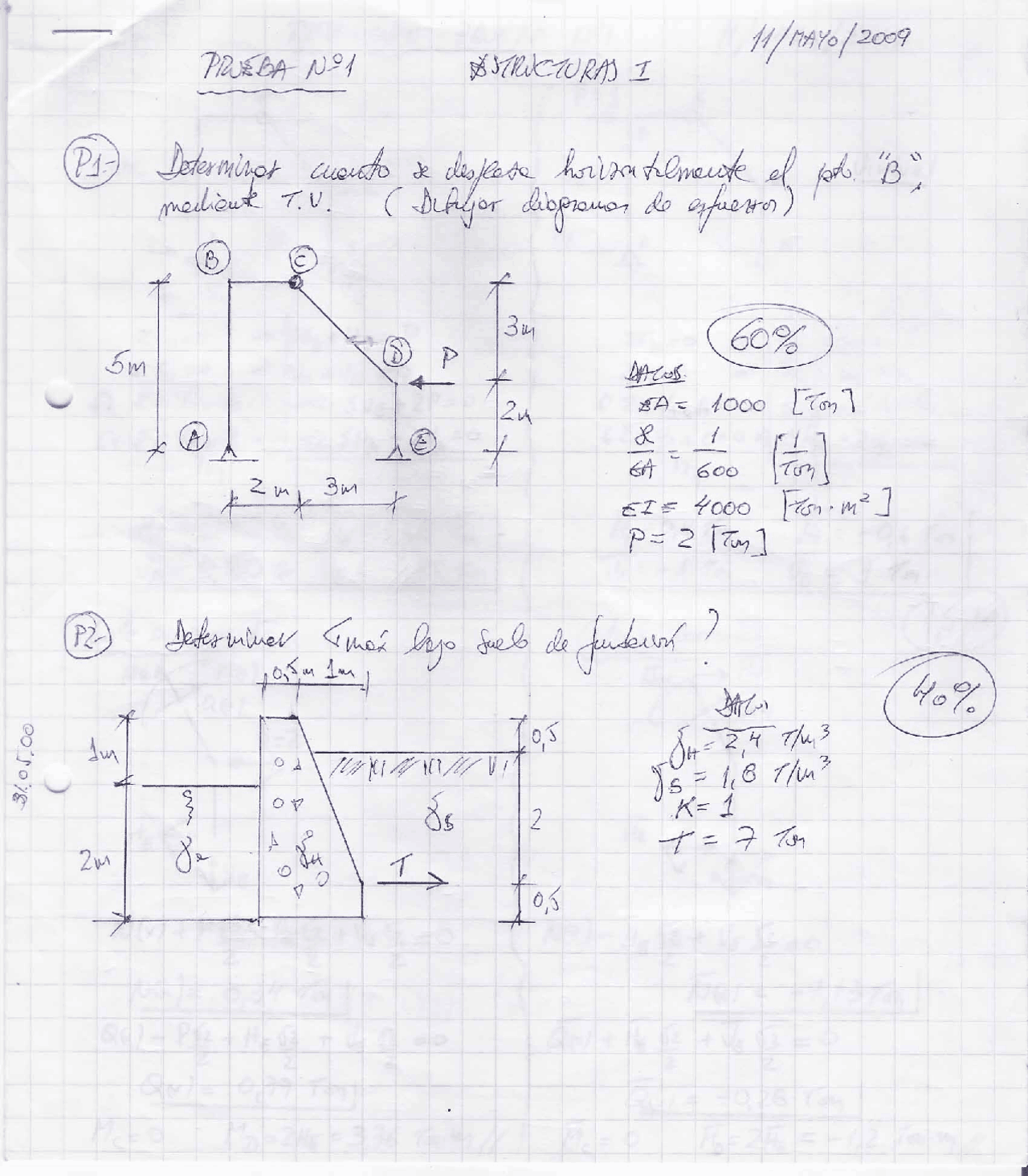 Prueba Estructuras I Exámenes De Estructuras Y Materiales Docsity
