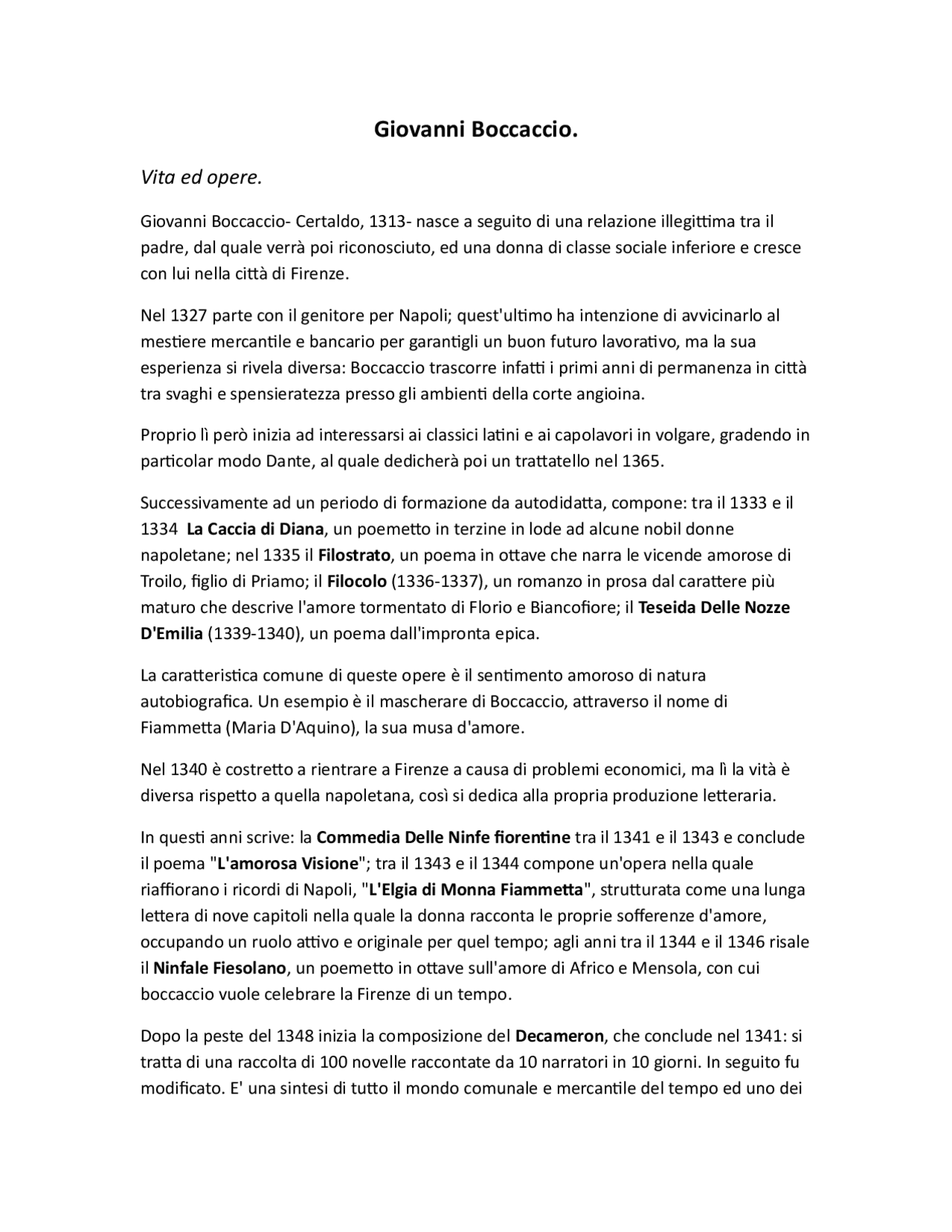 Giovanni Boccaccio- Vita e opere, Decameron e temi. | Temi di Italiano ...