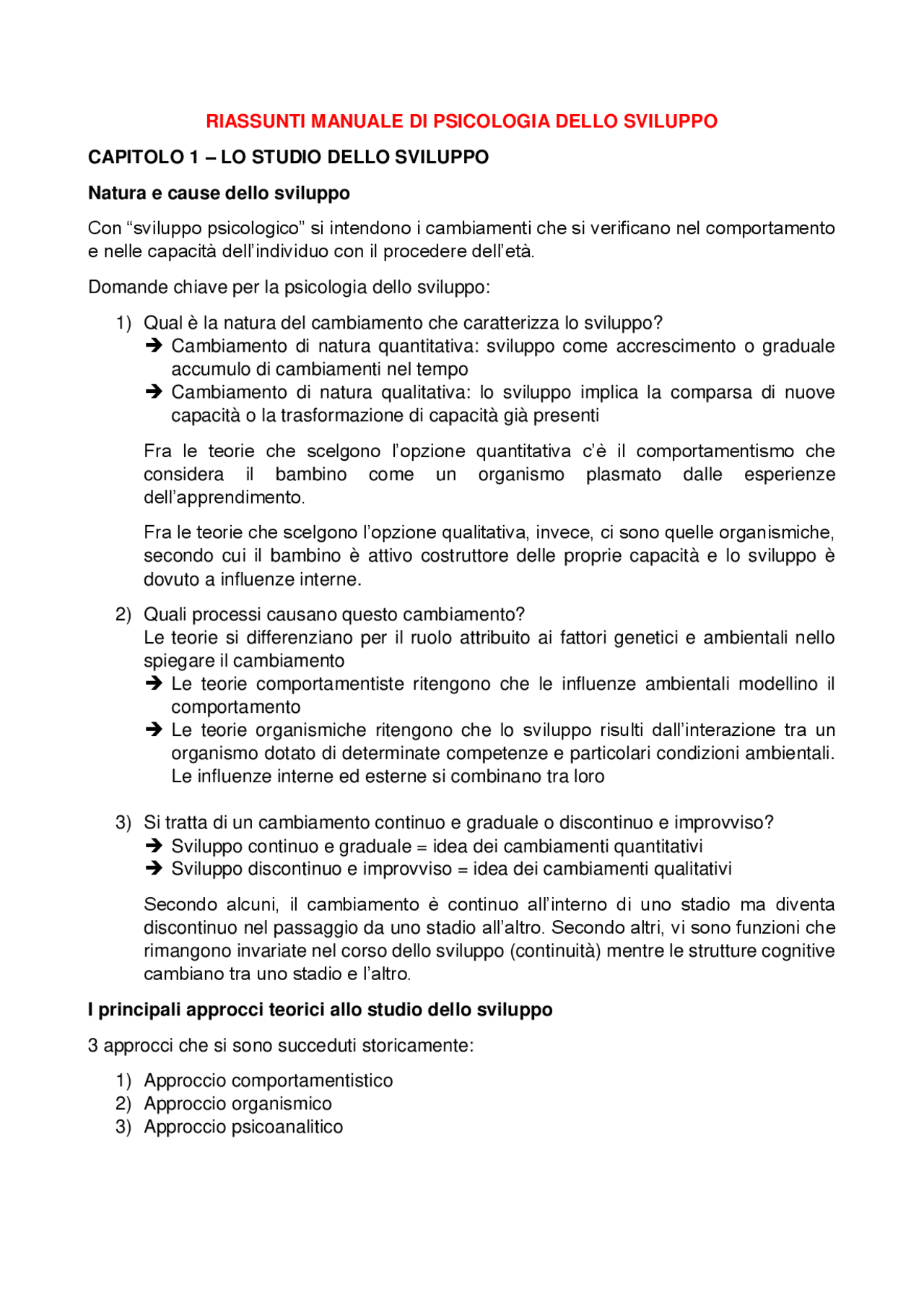 Riassunti Del Manuale Di Psicologia Dello Sviluppo Docsity