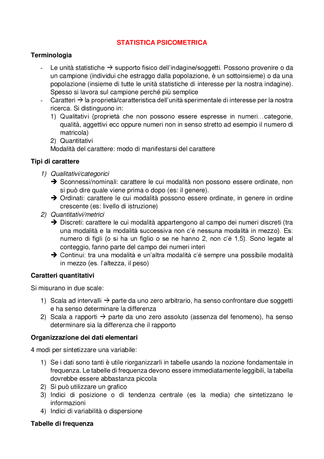 Appunti Di Statistica Psicometrica Docsity