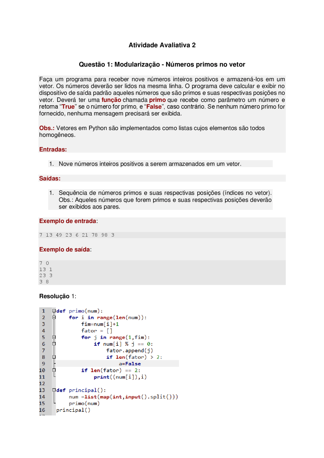 Resolução De Linguagem Python Docsity