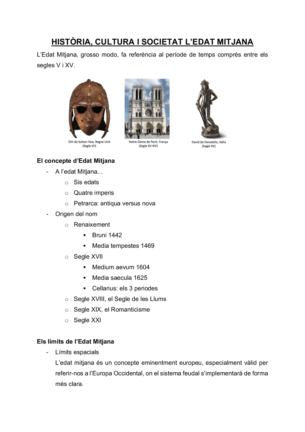 Apunts història medieval - Docsity