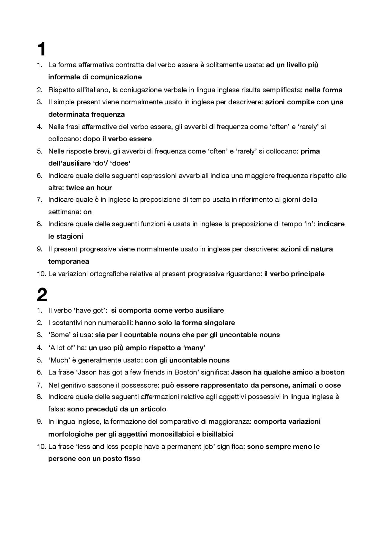 Lingua Inglese Università Pegaso Docsity