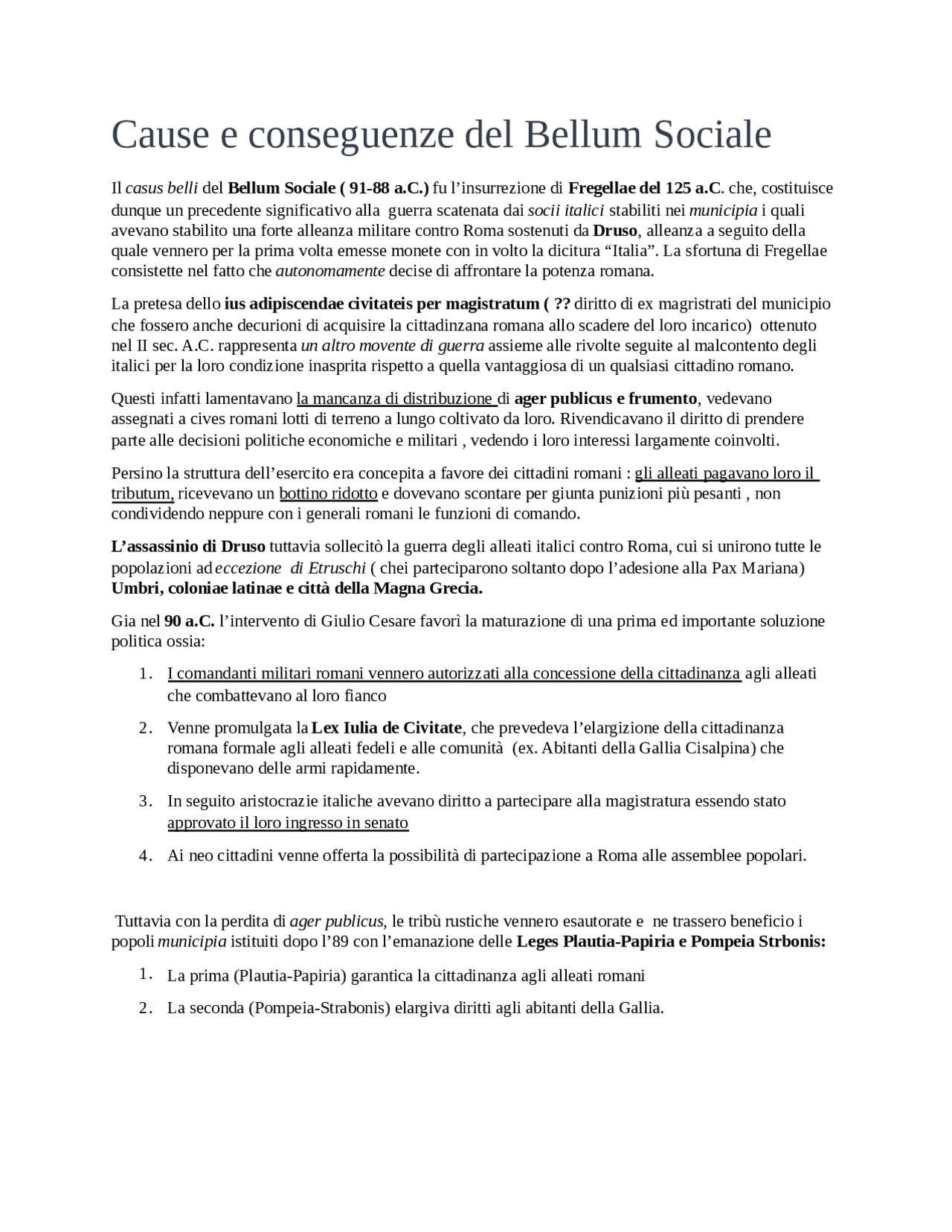 Riassunto Bellum Sociale Docsity