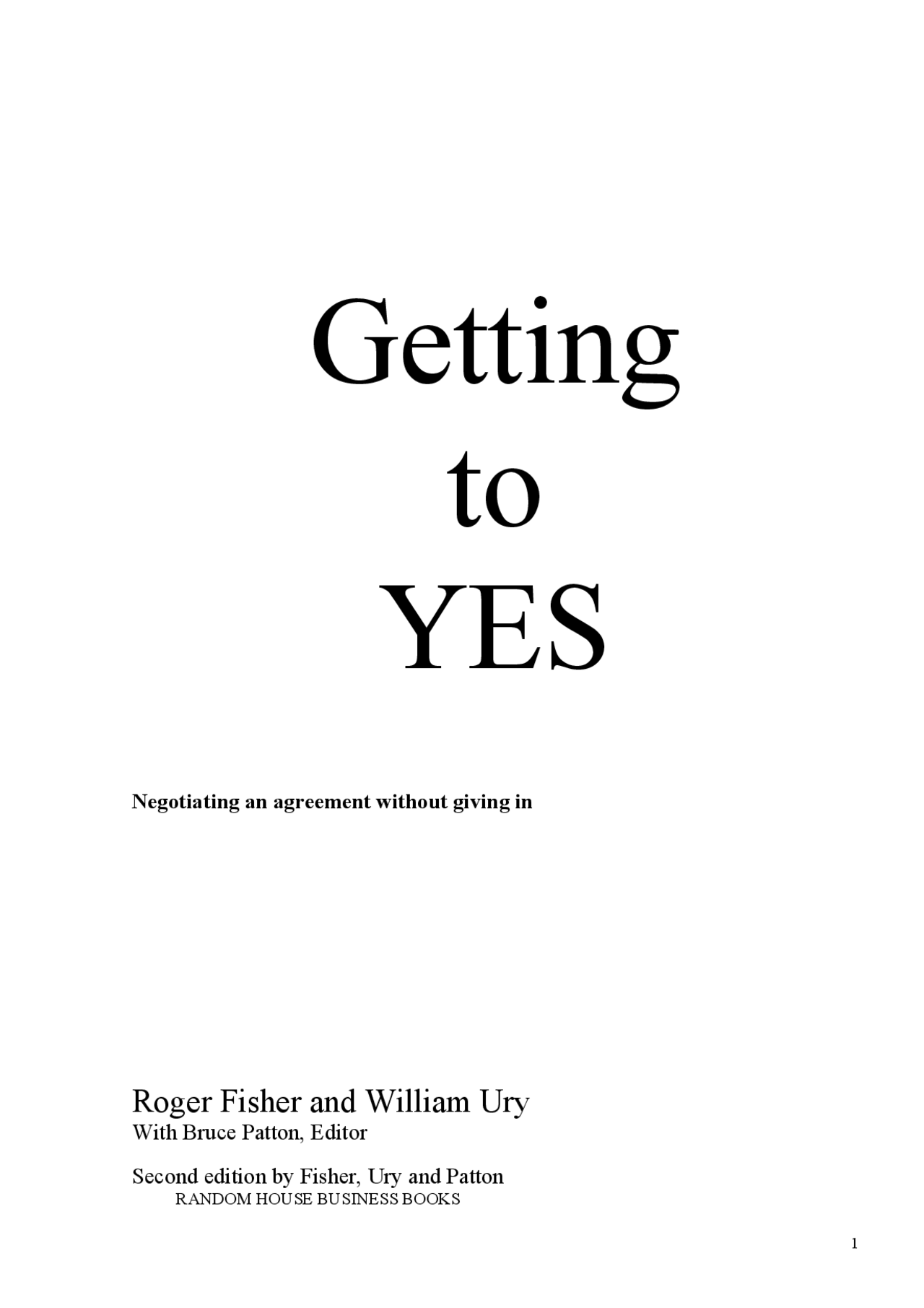 Getting to yes, Getting to yes - Docsity