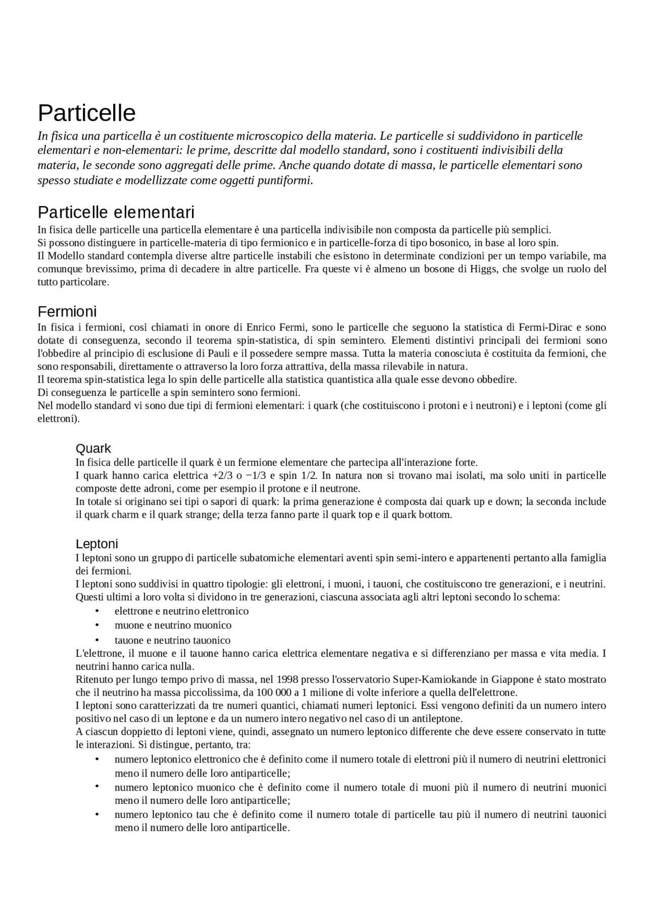 Le Particelle, Appunti semplici - Docsity