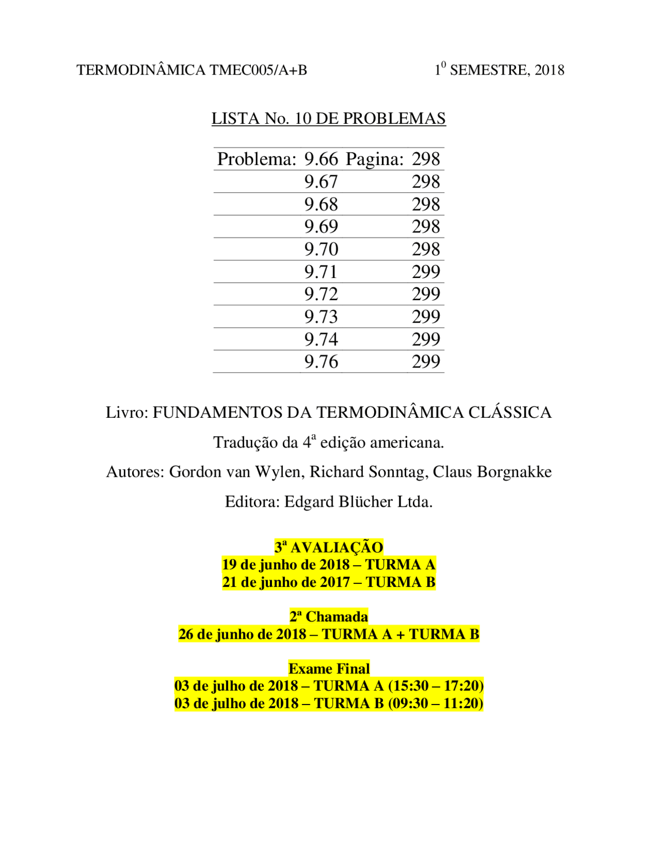 Lista Exercícios Termodinâmica Exercícios Termodinâmica Docsity