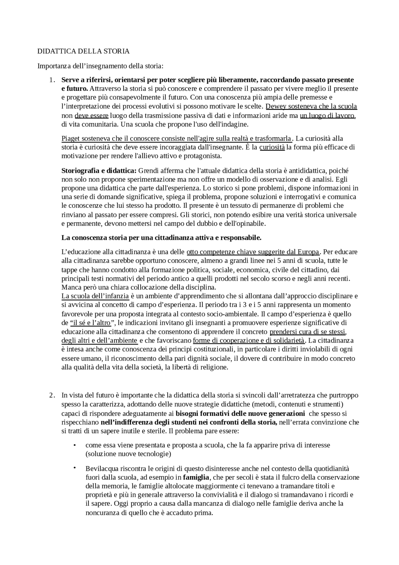 Didattica Della Storia Appunti Docsity