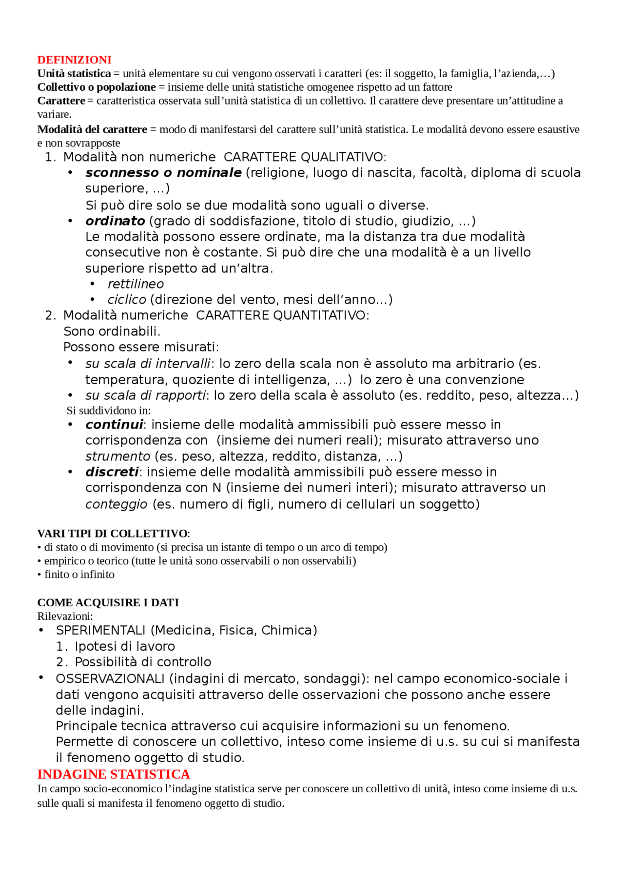 Statistica Slides E Appunti Docsity