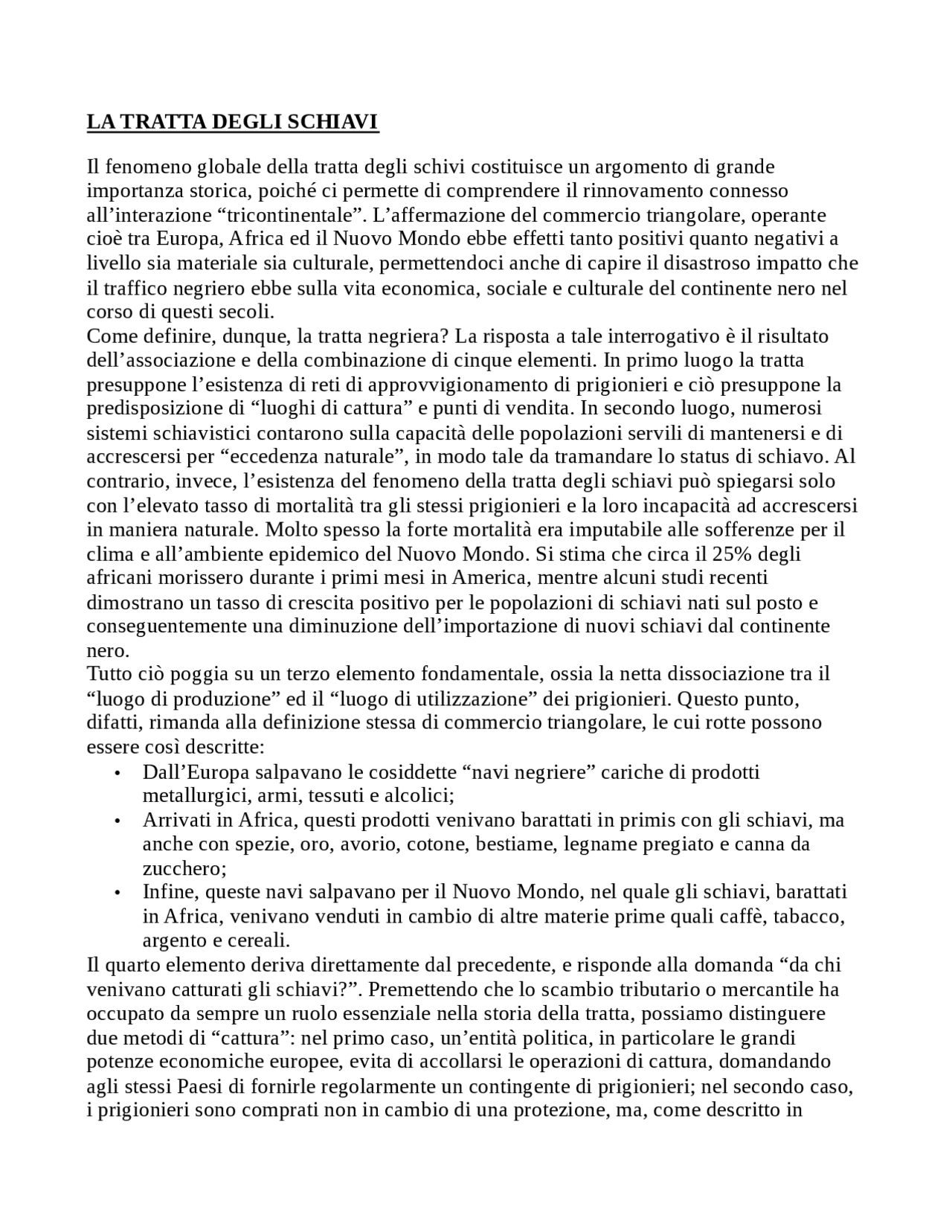Il Fenomeno Globale Della Tratta Degli Schiavi Docsity