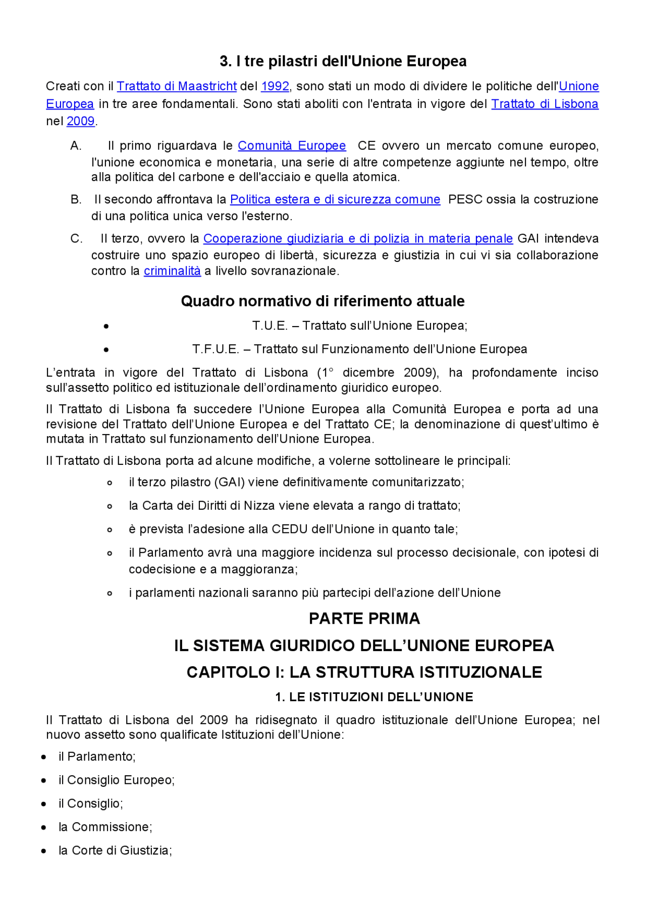 Riassunto Tesauro Diritto Ue Docsity