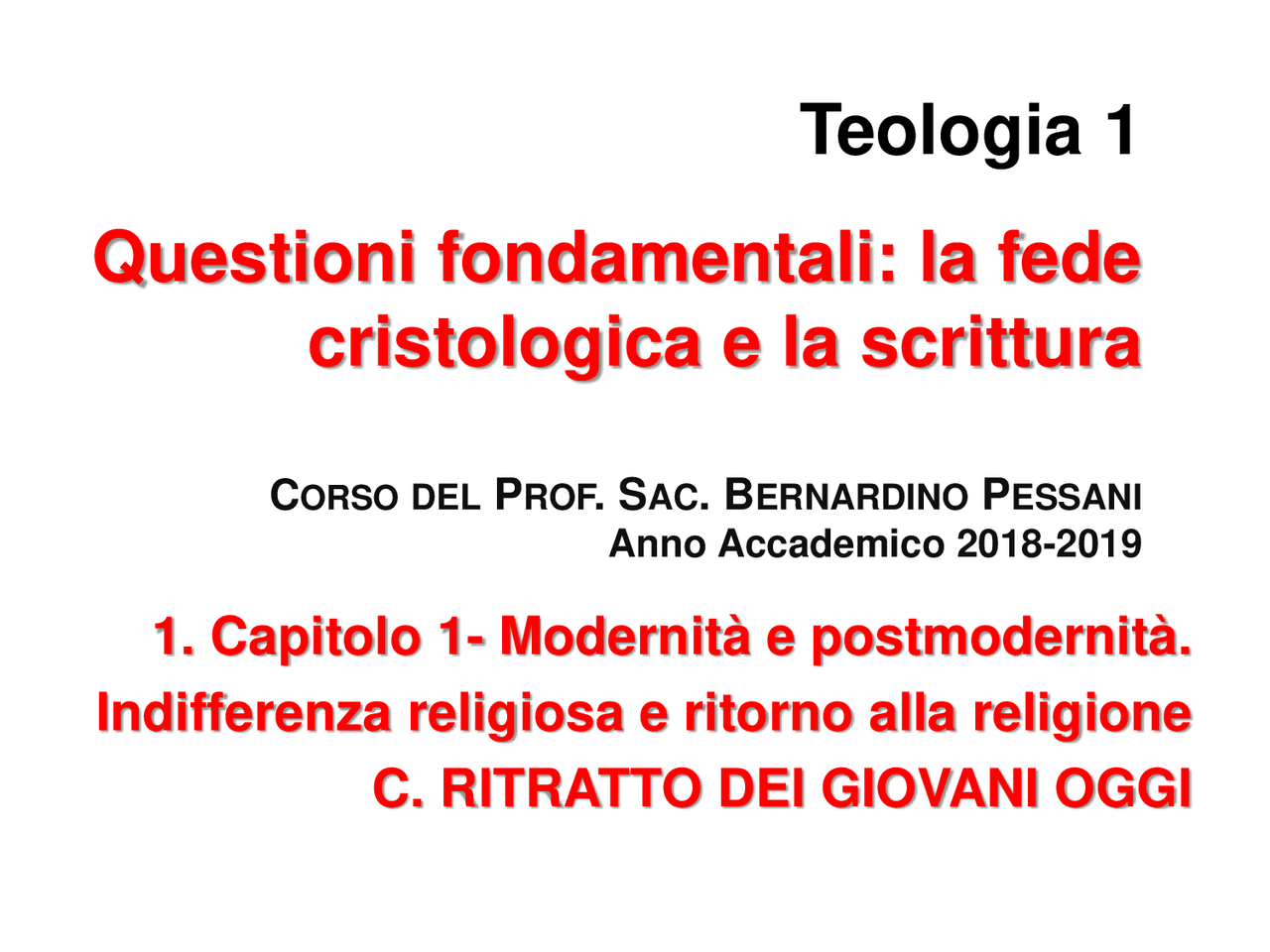 I Giovani E La Fede Dispensa Pessani Docsity