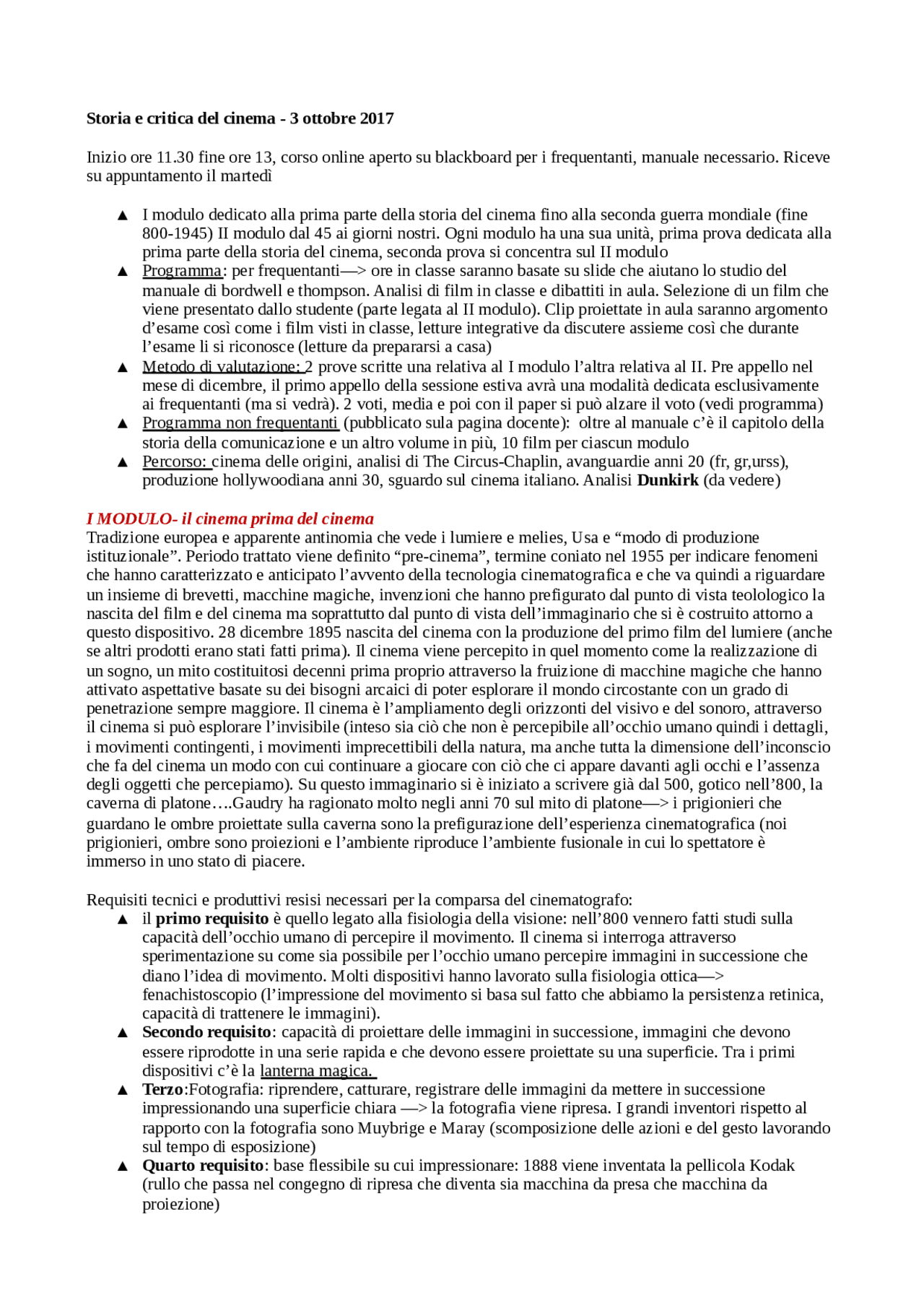 Appunti Storia E Critica Del Cinema Cati Docsity