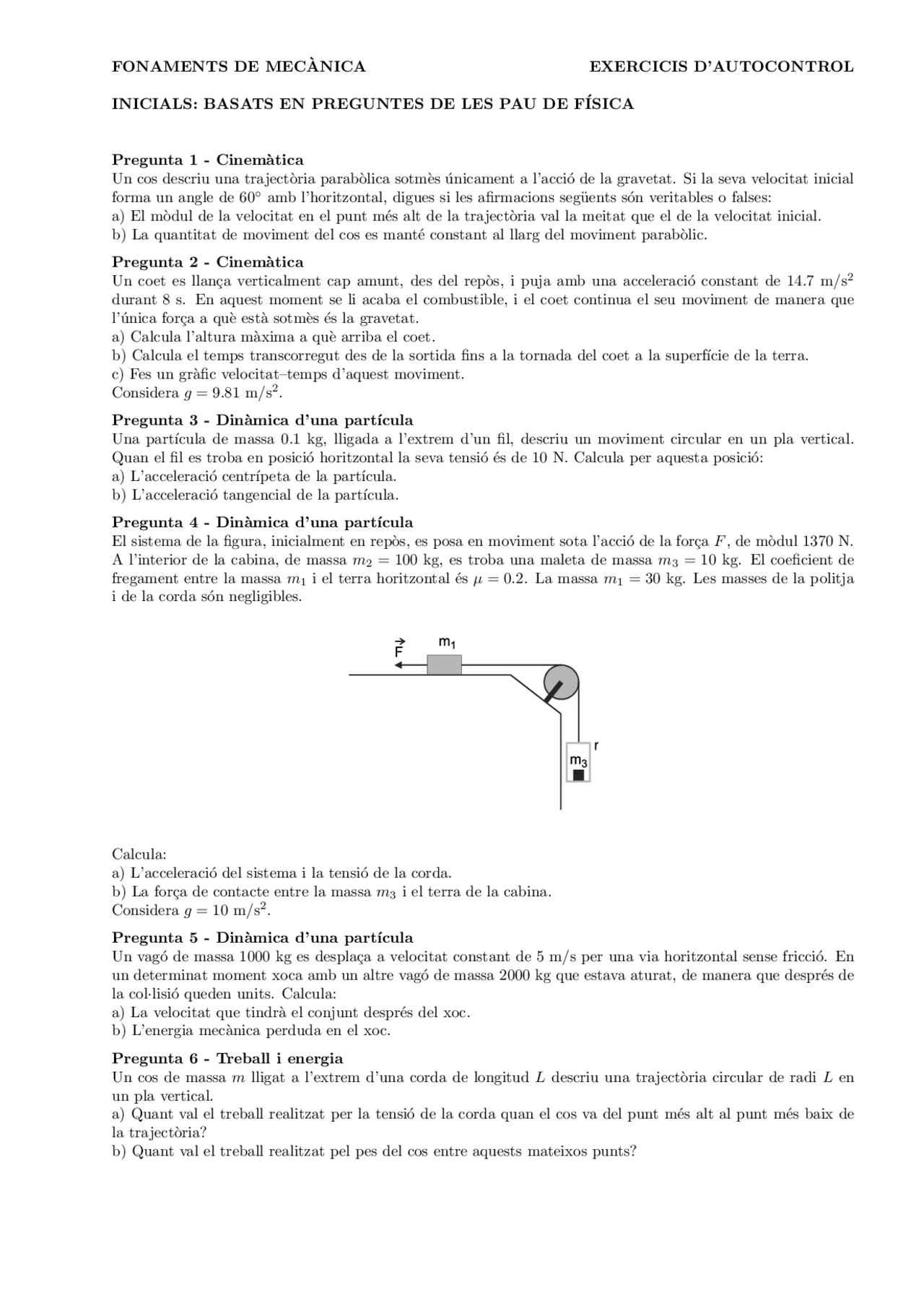 Exercicis Repàs Batxillerat Mecànica Docsity