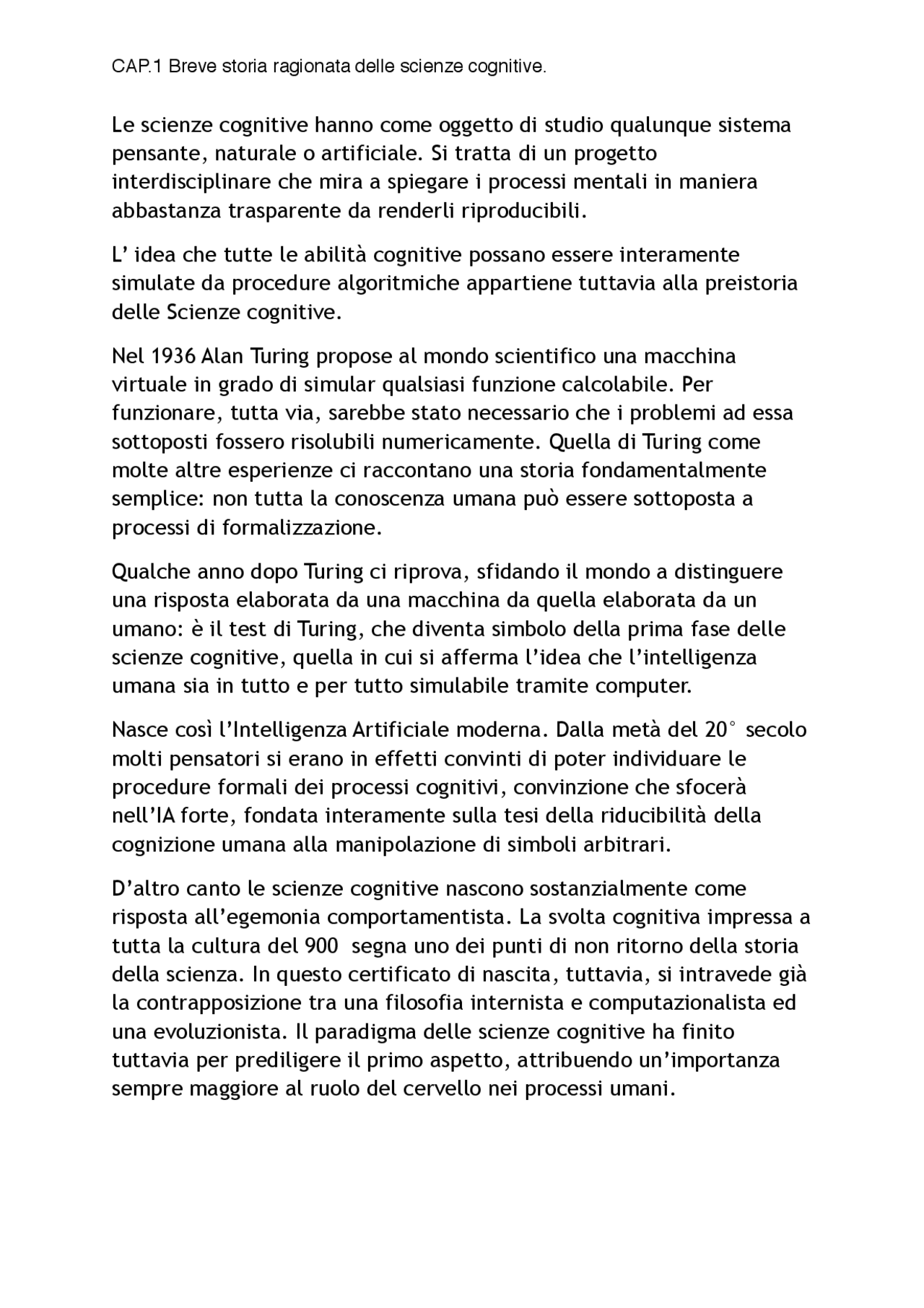 Linguaggio Evoluzione E Scienze Cognitive Unintroduzione Docsity
