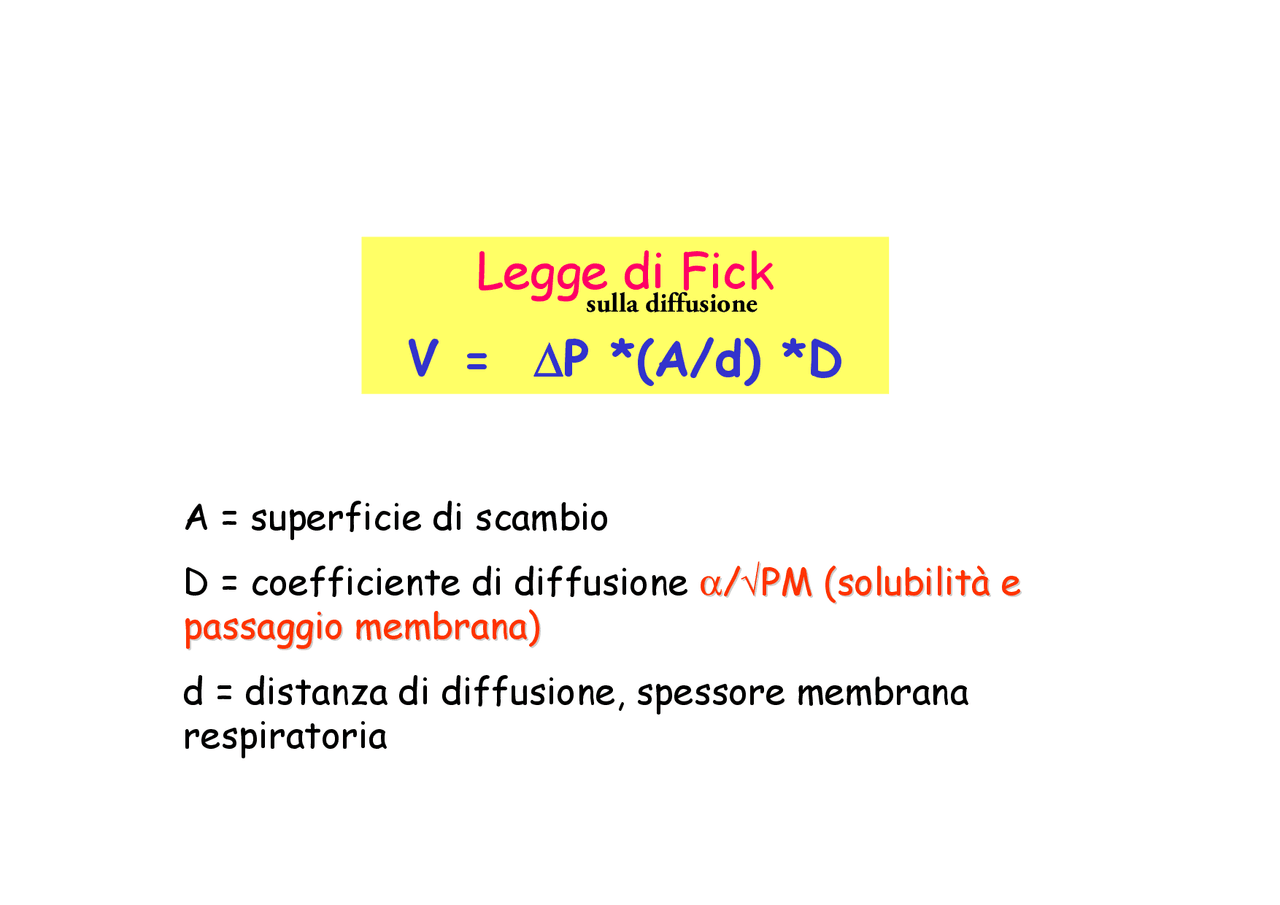 Legge di Fick sulla diffusione - Docsity
