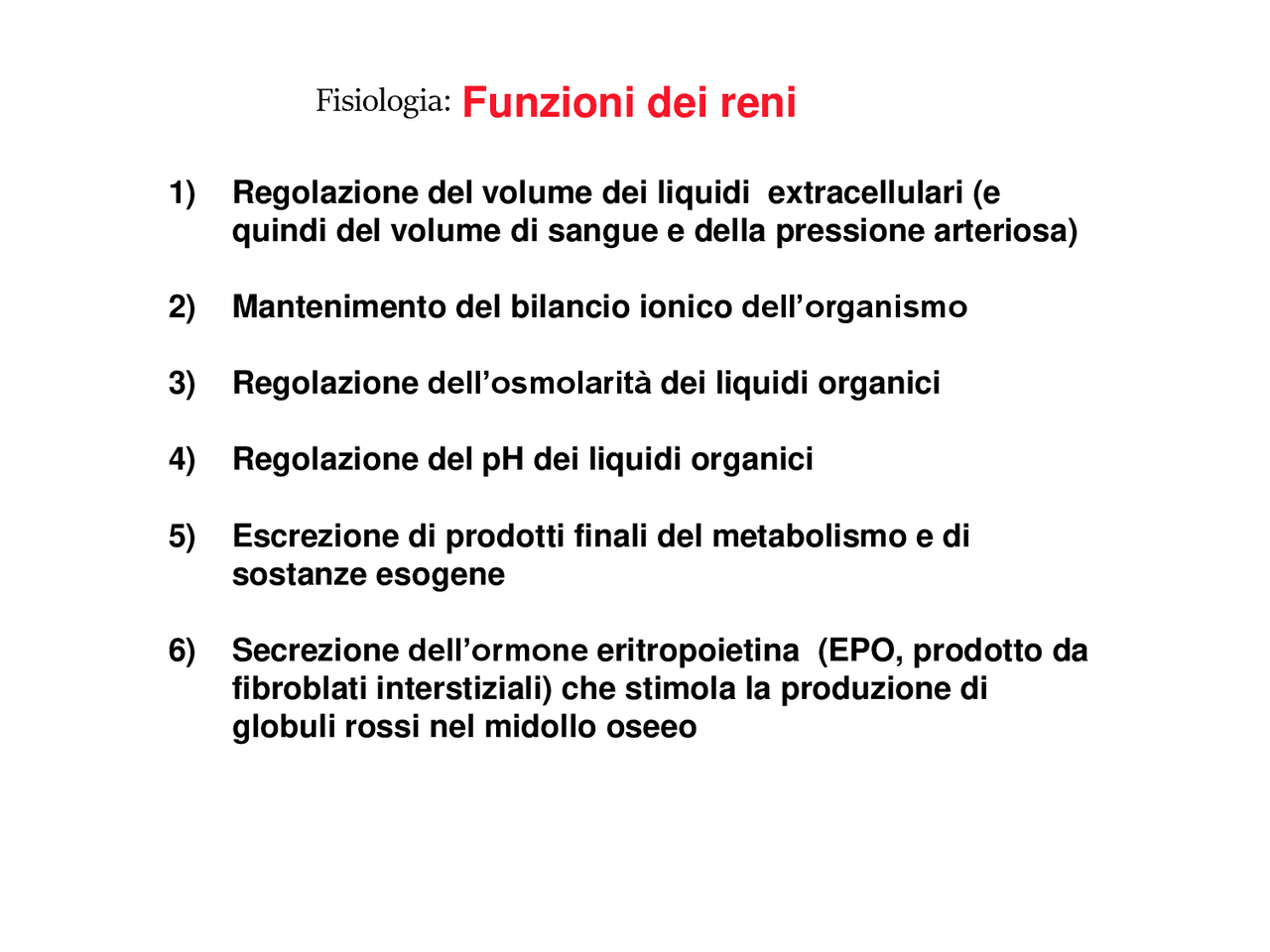 Fisiologia: le funzioni del rene - Docsity