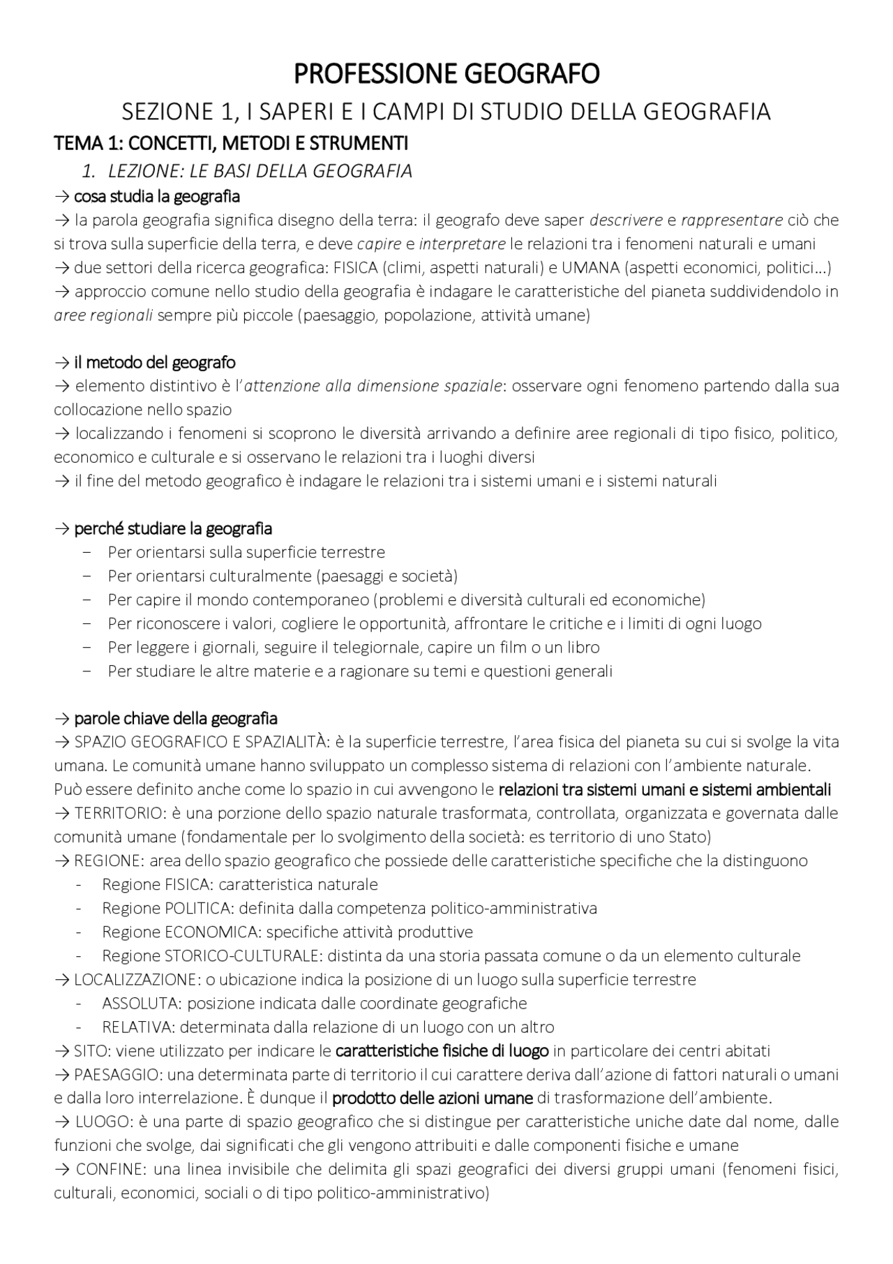 Professione Geografo Docsity