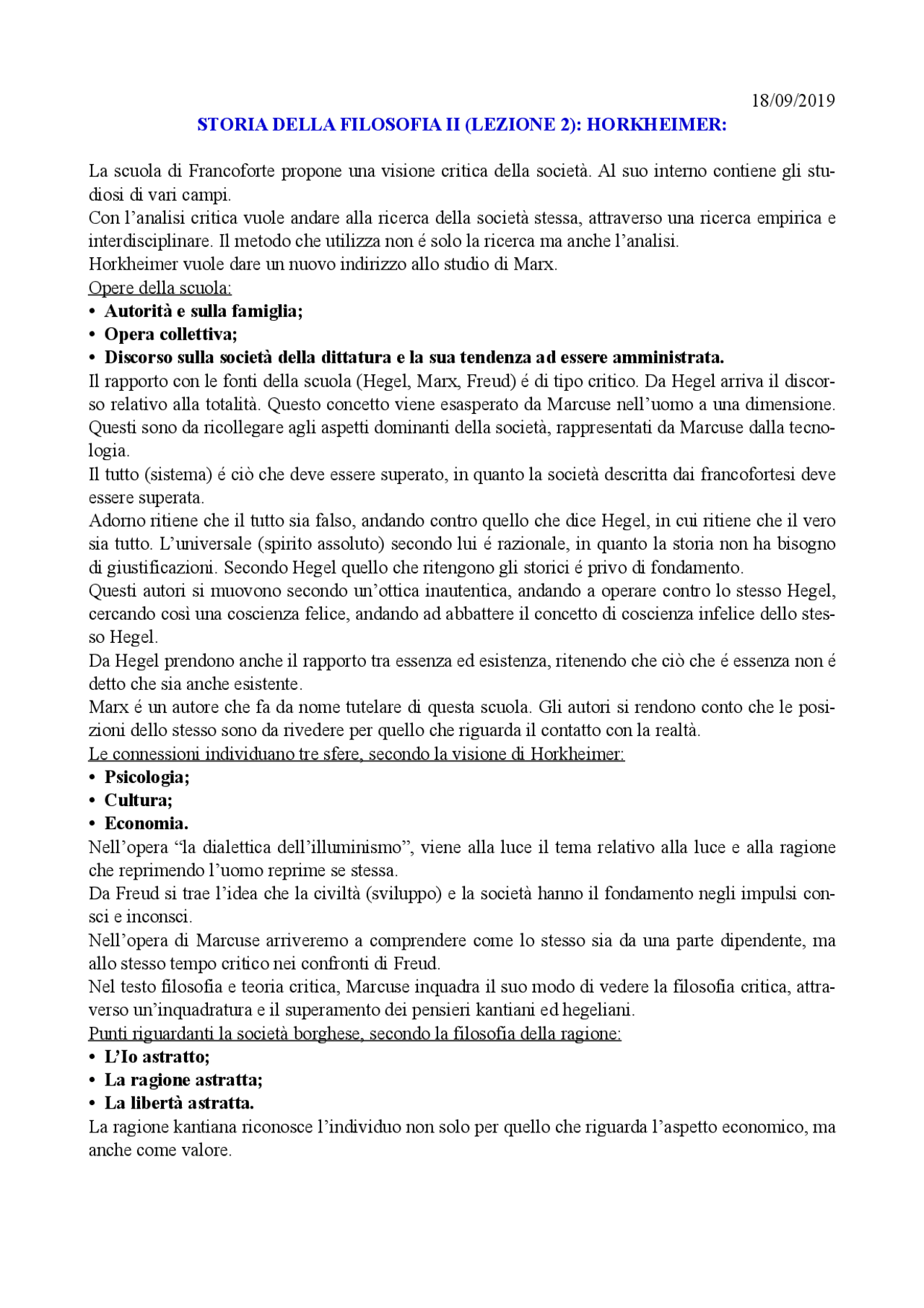 La Scuola Di Francoforte Docsity
