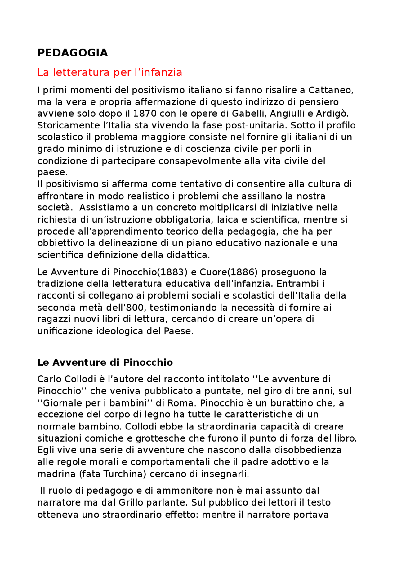 Pinocchioil Romanzo Docsity