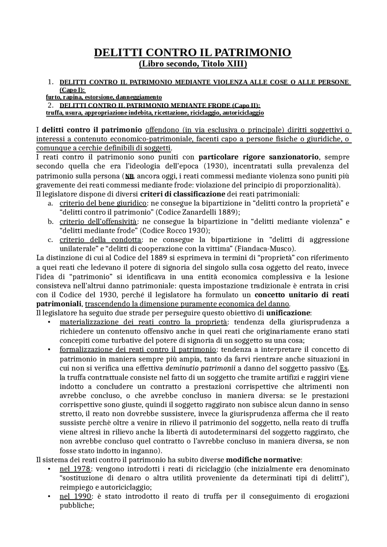 Delitti Contro Il Patrimonio Docsity