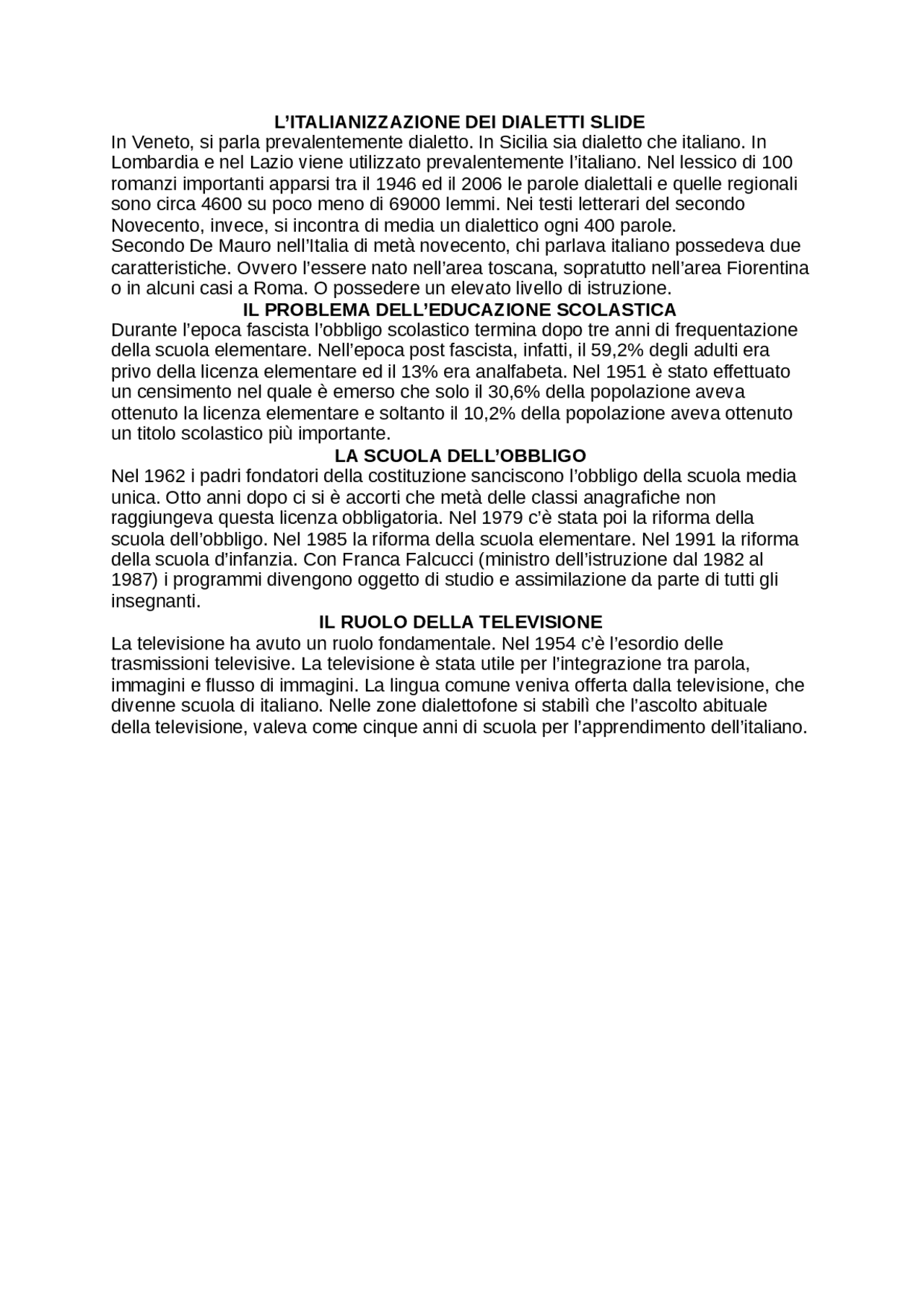 Uso Di Lingua E Dialetti In Italia Docsity