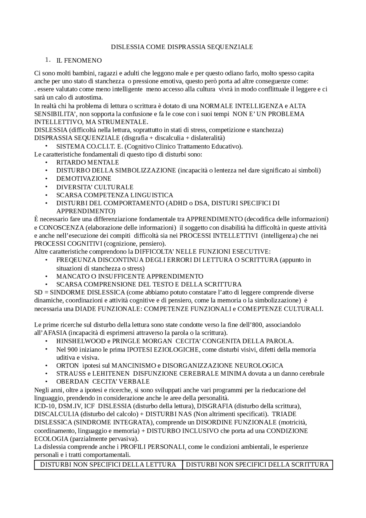 Dislessia Come Disprassia Sequenziale Docsity