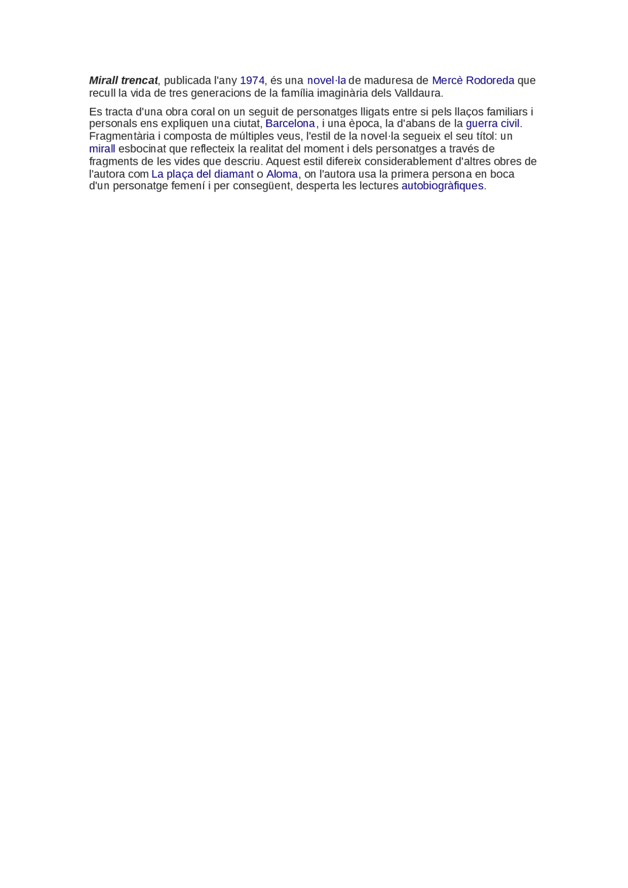 Resum Mirall Trencat Docsity
