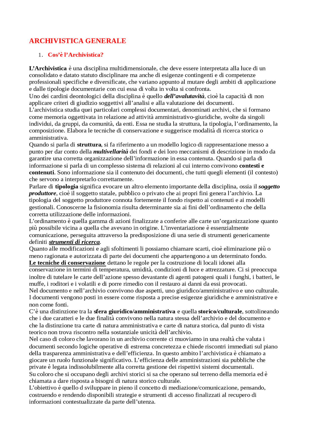 ARCHIVISTICA GENERALE - Docsity