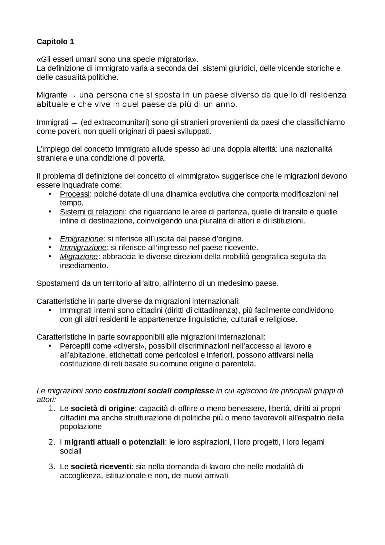 Sociologia Delle Migrazioni Docsity