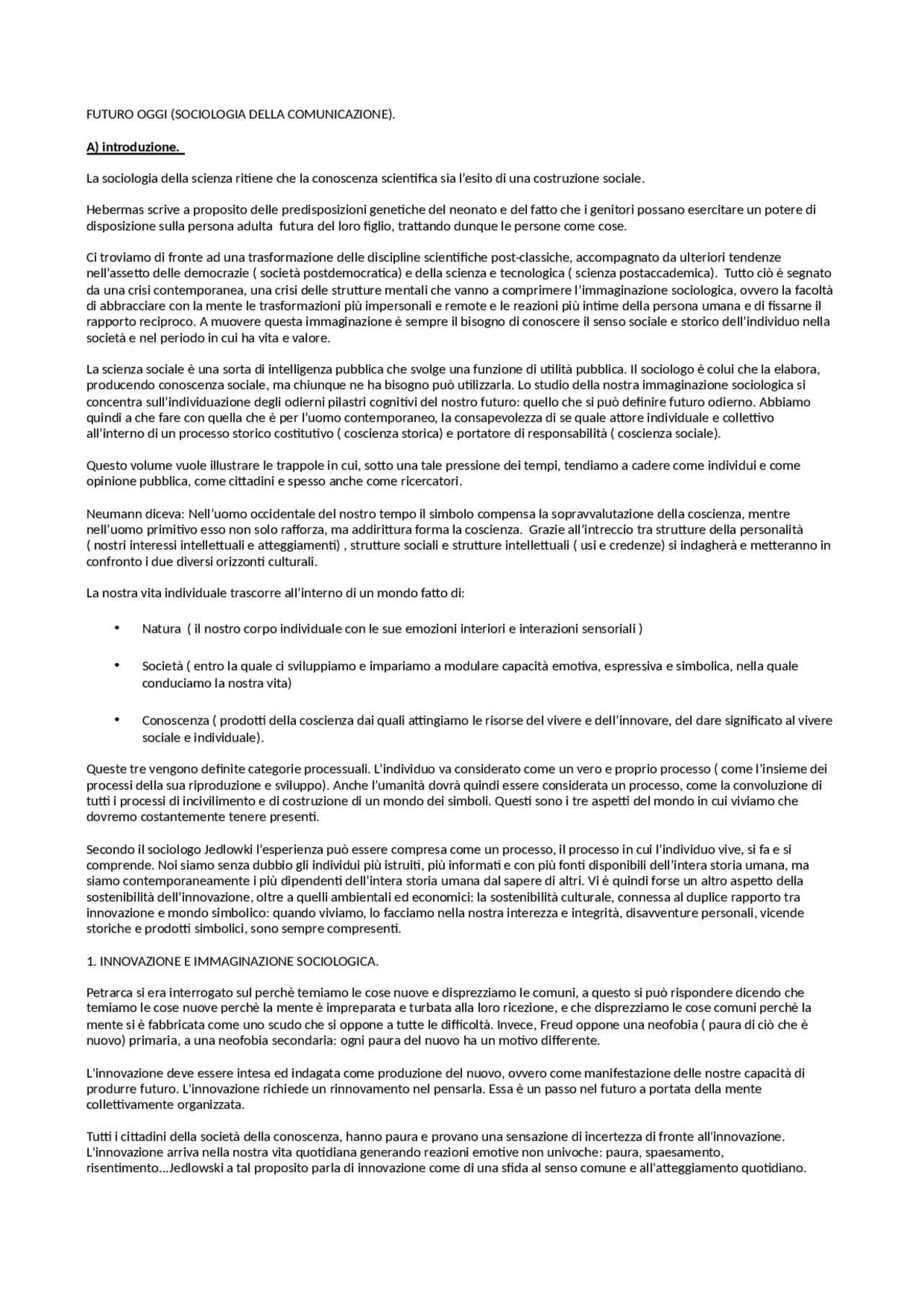 Riassunto De Il Futuro Oggi Docsity
