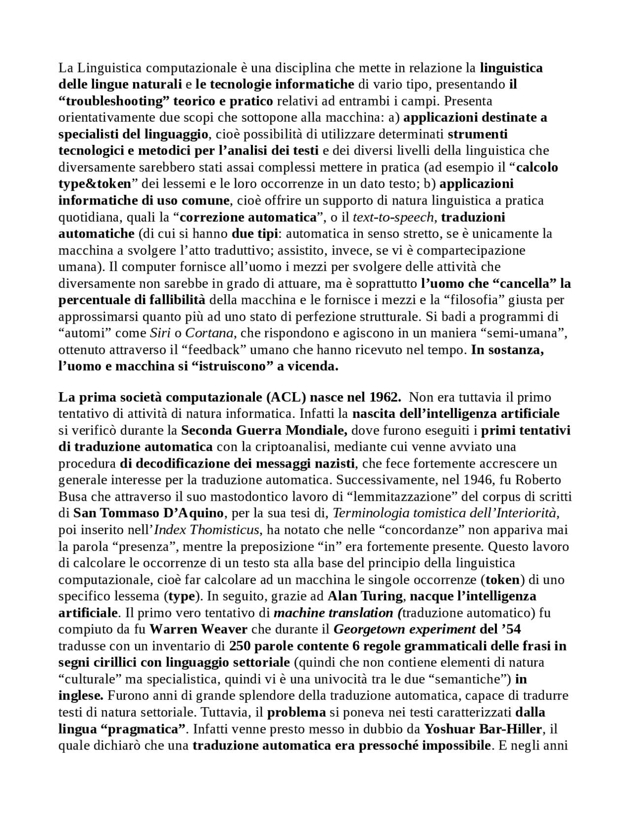 Linguistica Computazionale Docsity