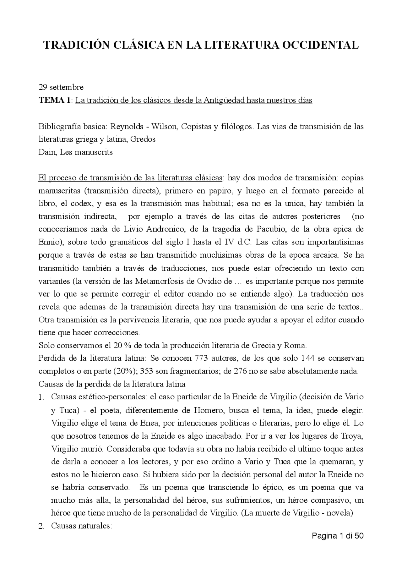 Tradizione Classica Docsity