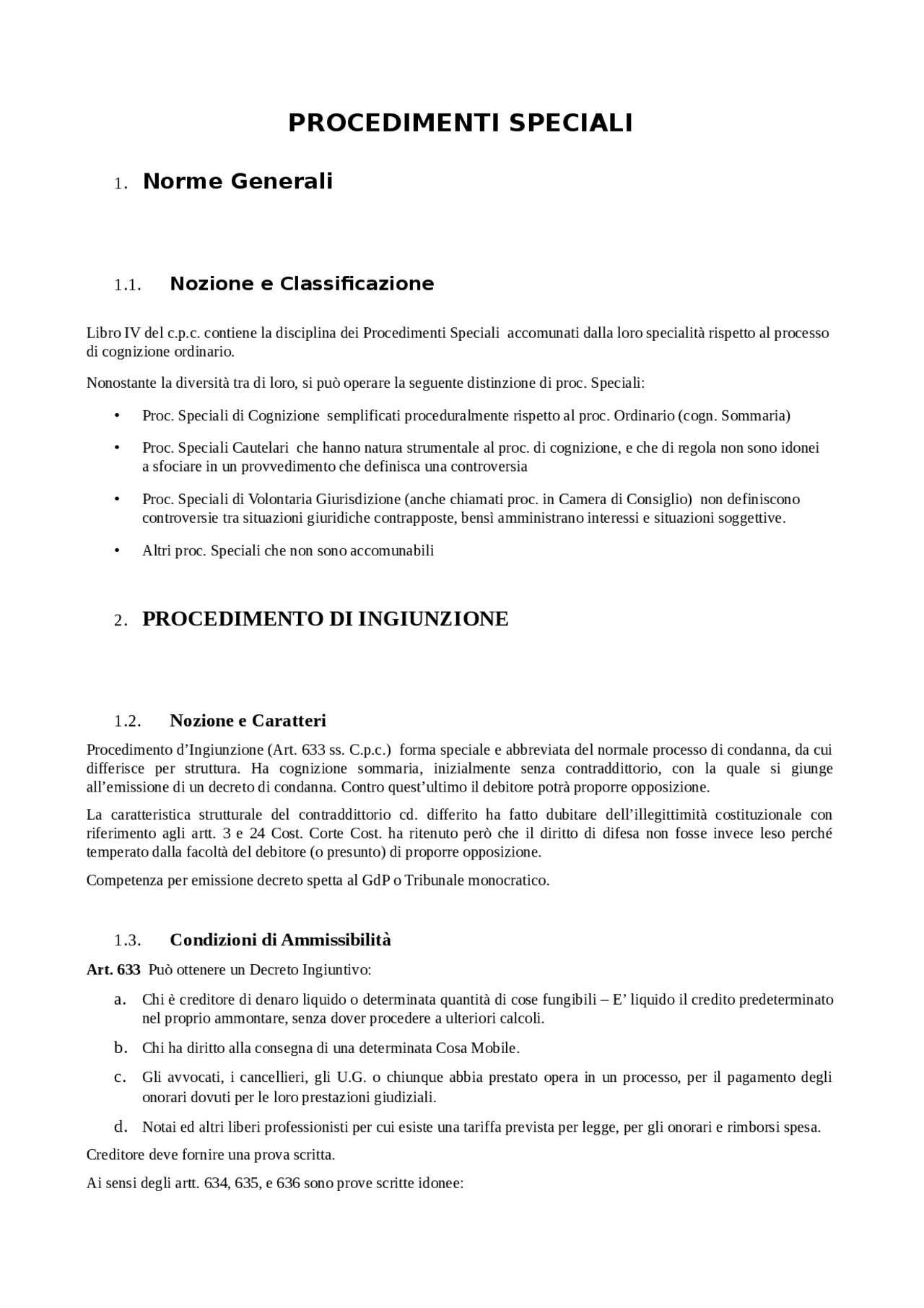 Diritto Processuale Civile Procedimenti Speciali Procedimento Di