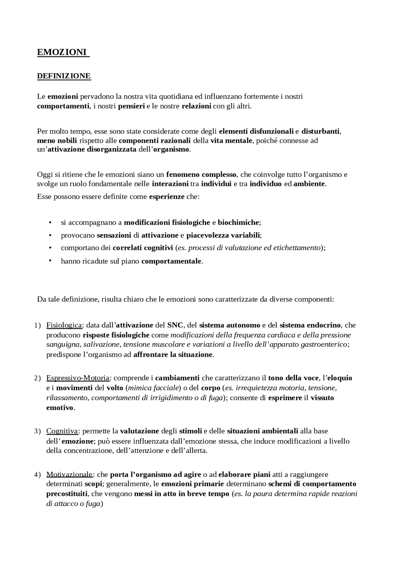 Emozioni Esame Di Stato Prove Desame Di Psicologia Generale Docsity