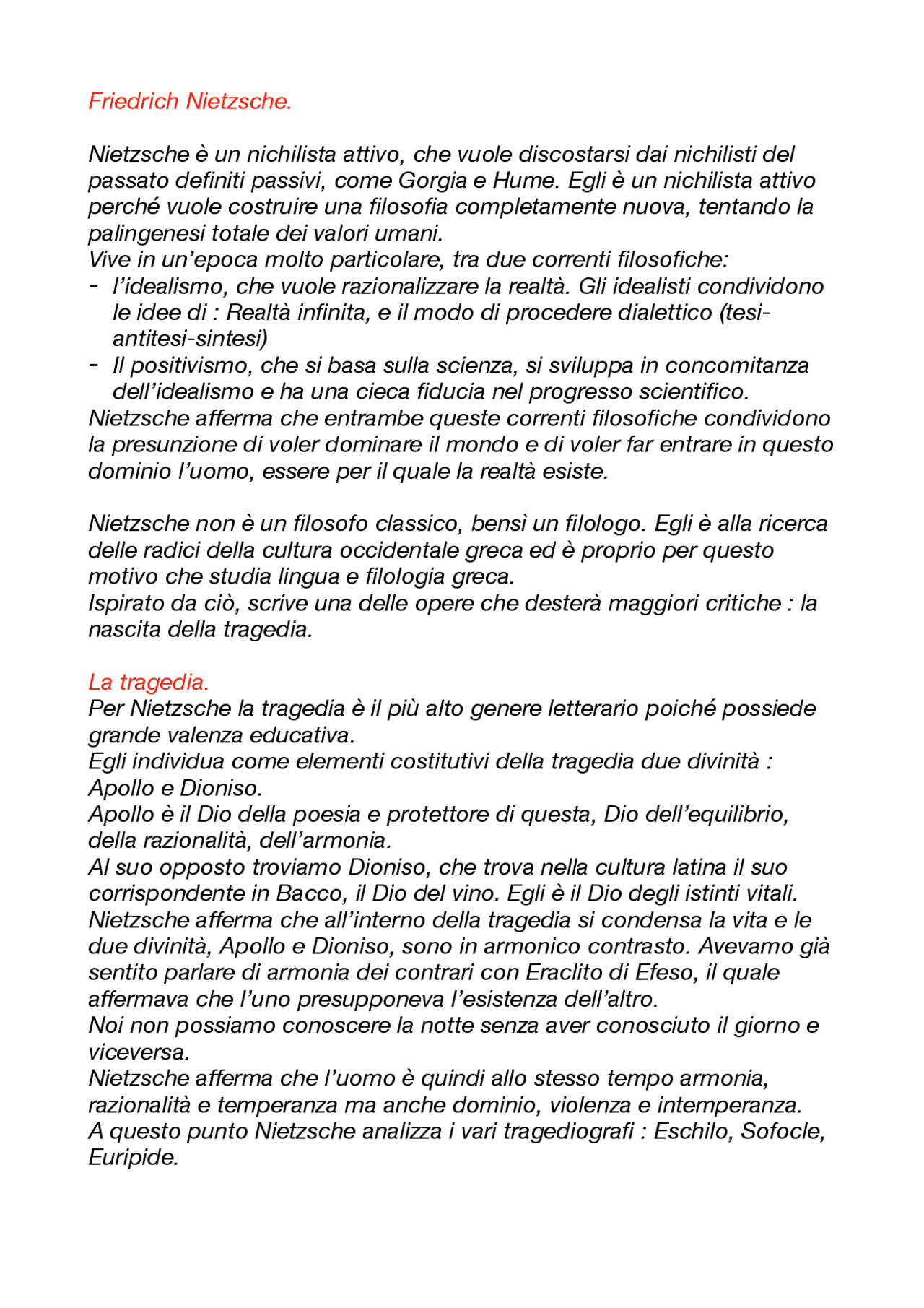 Friedrich Nietzsche Riassunto Docsity