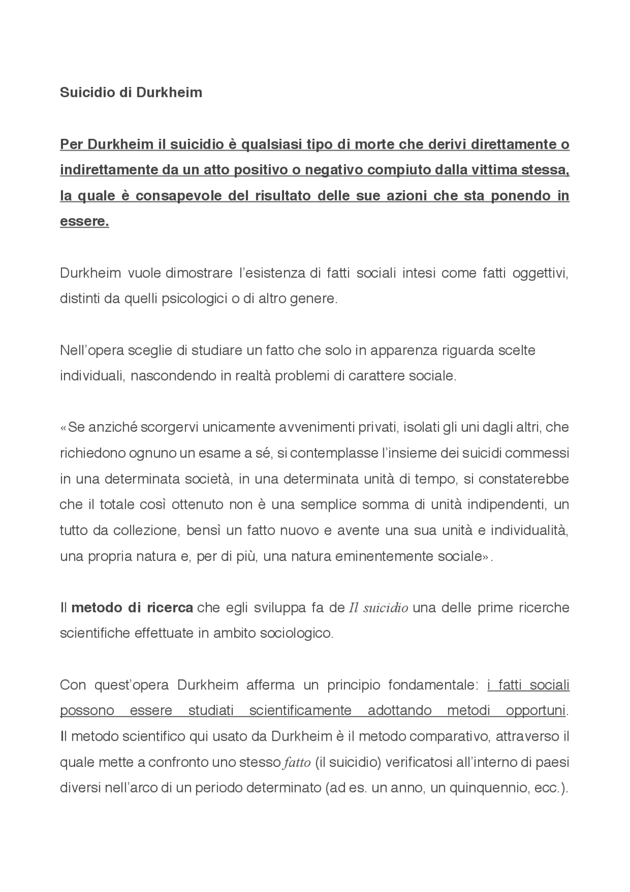 Il Suicidio Di Durkheim Docsity