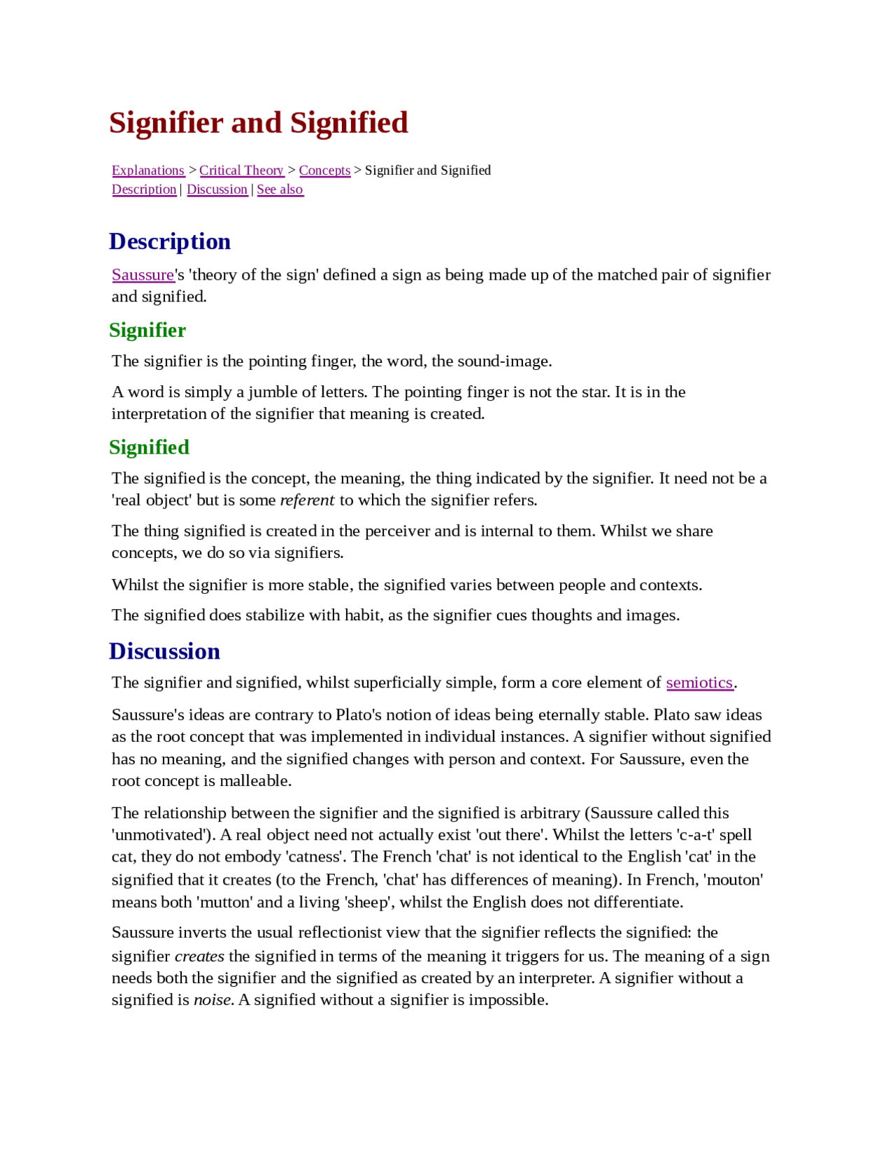 Signifier and signified lecture notes - Docsity